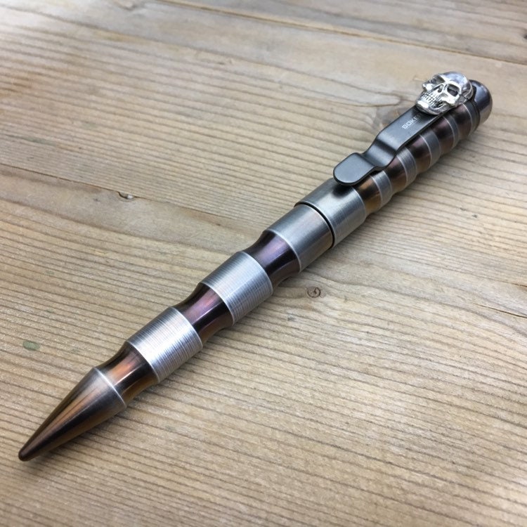 Skull Custom Titanium Ballpoint Pen / Old Oxid