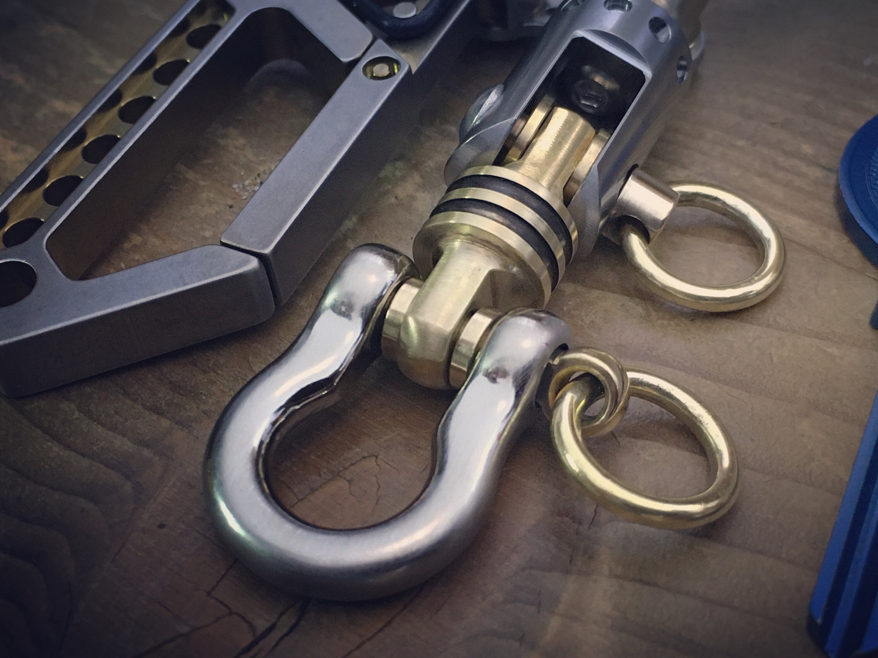 Titanium Drone Carabiner with double gimbal swivel