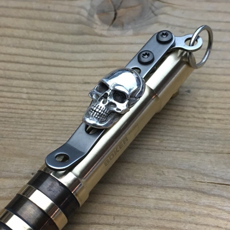Custom, Skull Cal.50 EDC-Ballpoint Pen by Böker / Silver-Bronze / Connector