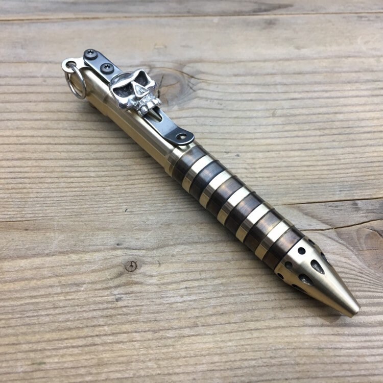 Custom, Skull Cal.50 EDC-Ballpoint Pen by Böker / Bronze-Silver / Connector