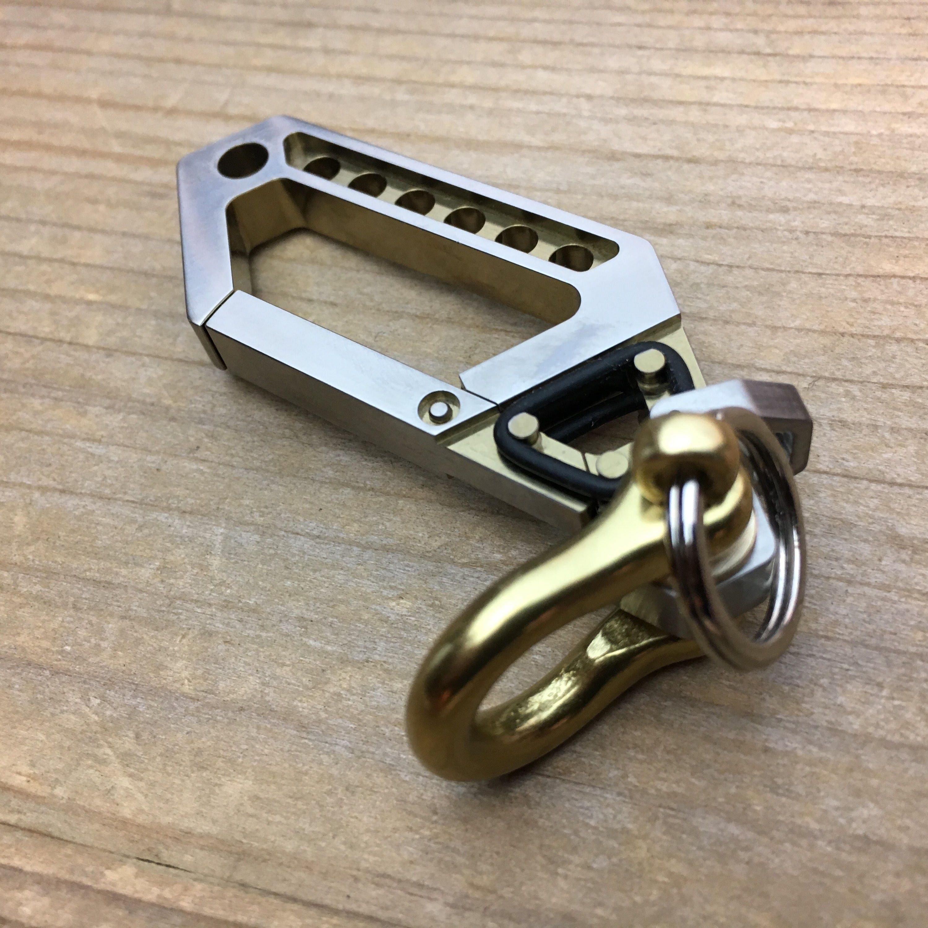 Ti- Drone Carabiner, Brass Shackle Key Chain