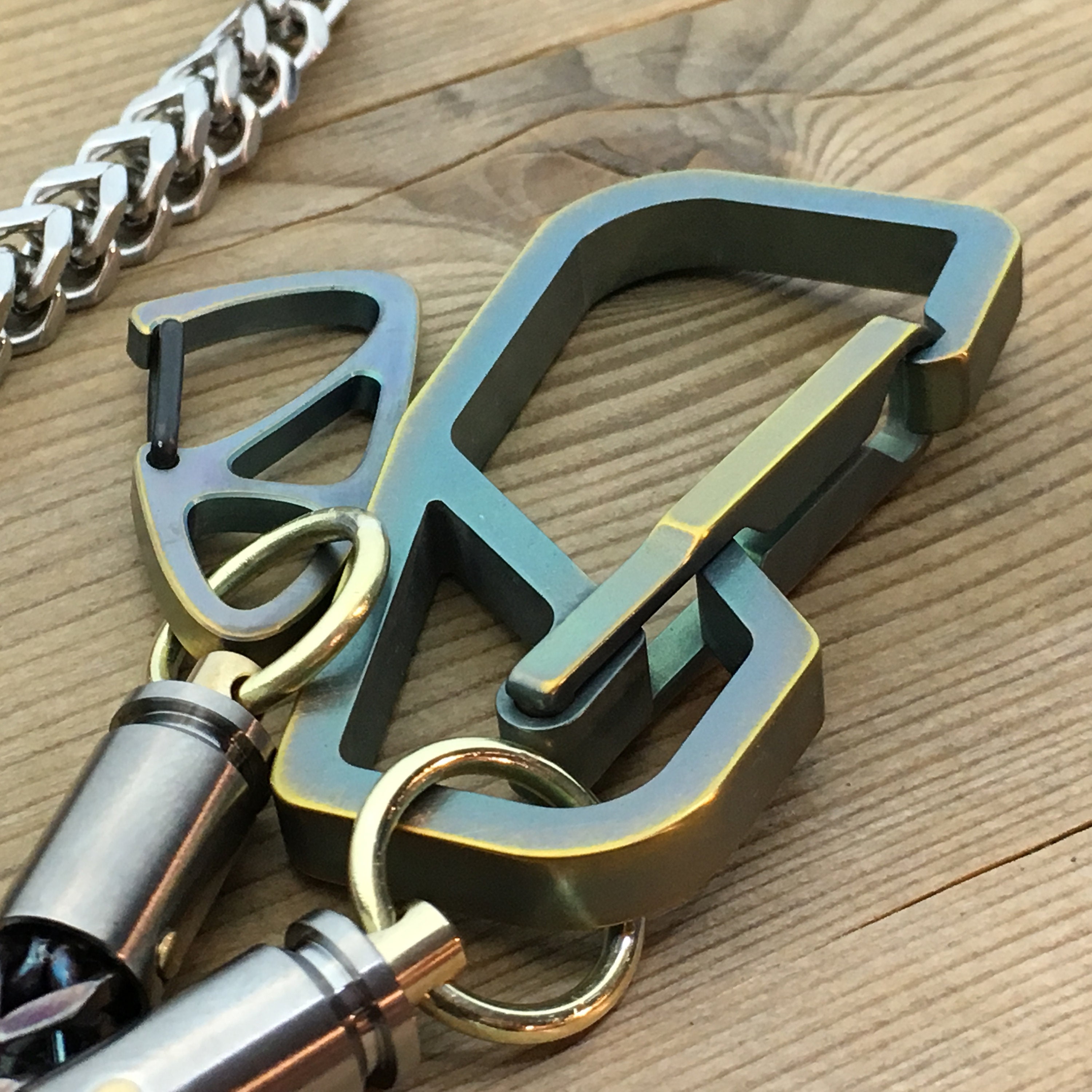 Small Wallet Chain / Bi-Swivel Bullet casings 9mm in titanium