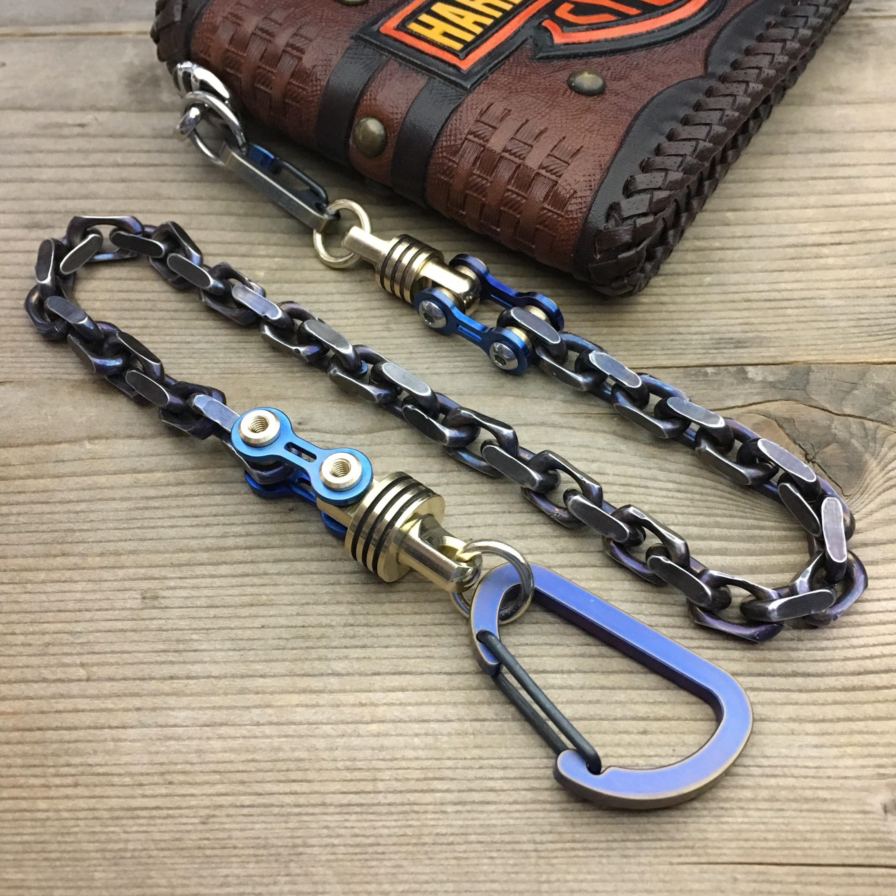 Biker Wallet Chain SWC-02 / Blue Petrol / Bi-Swivel