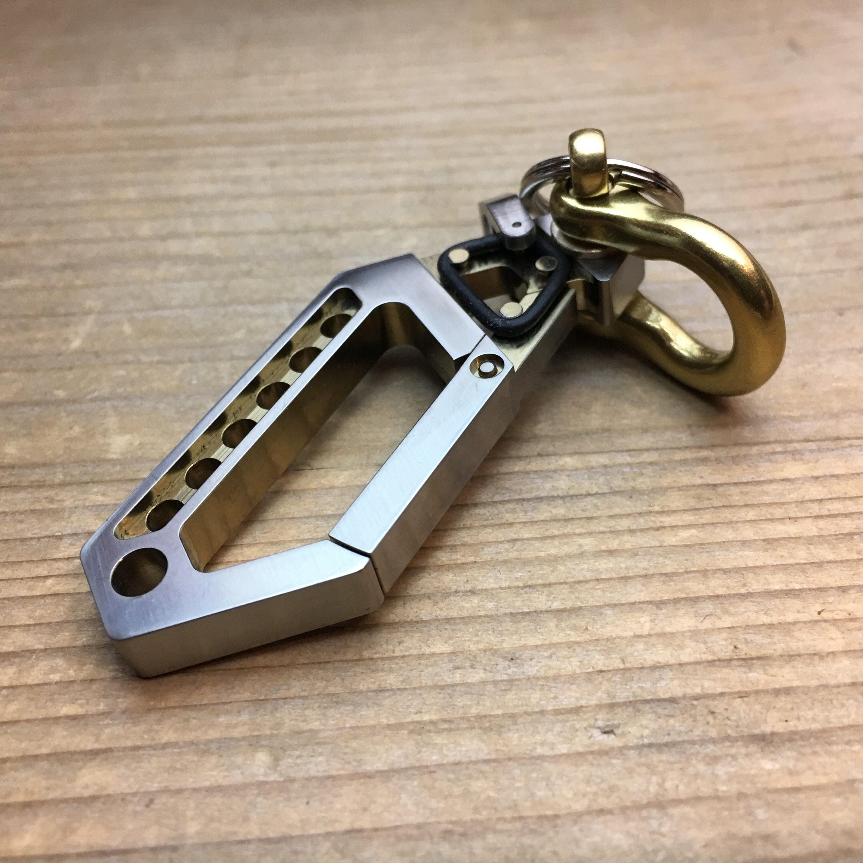 Ti- Drone Carabiner, Brass Shackle Key Chain