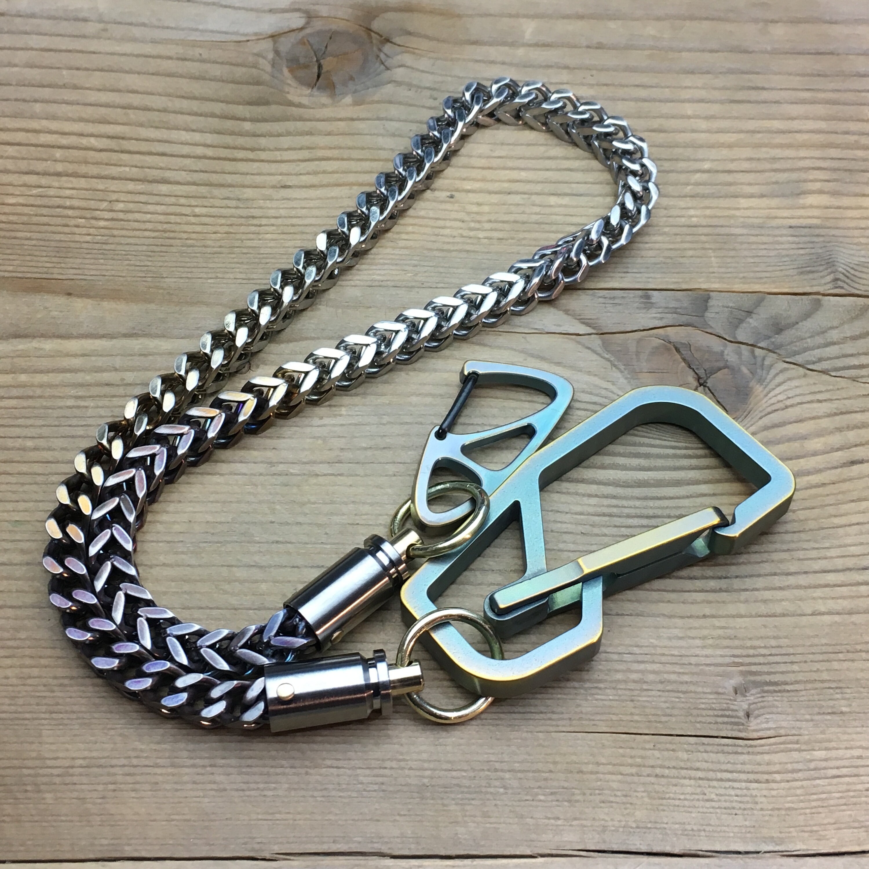 Small Wallet Chain / Bi-Swivel Bullet casings 9mm in titanium