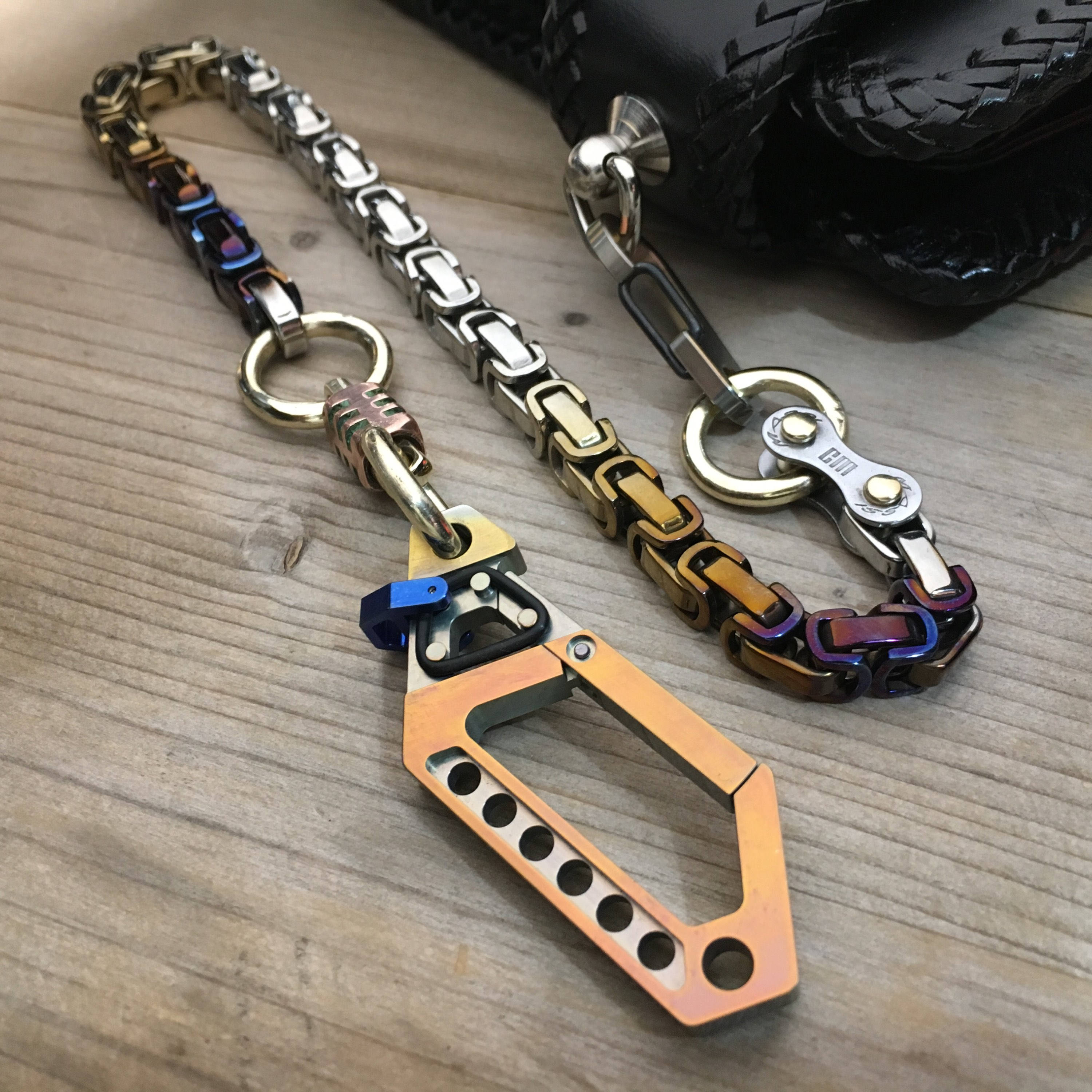 Titanium, Biker Wallet Chain SWC-03 Ti- Drone / One Swivel
