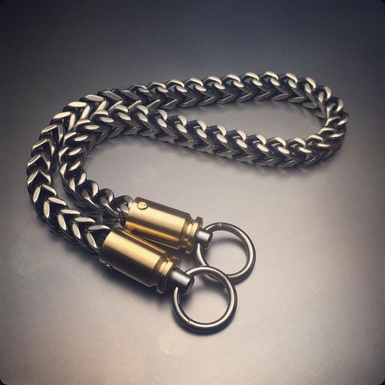 Wallet chain hardware with double Swivels of Cal. 9mm caps / 2 Options