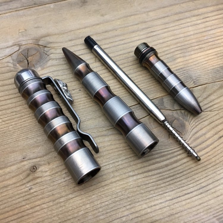 Skull Custom Titanium Ballpoint Pen / Old Oxid