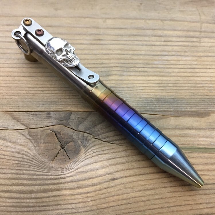 Skull Ballpoint Pen / Titanium Raimbow by Böker Cal50