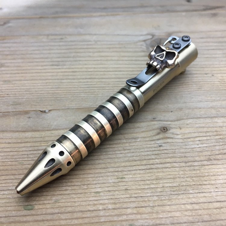 Custom, Skull Cal.50 EDC-Ballpoint Pen by Böker / Bronze-Brass / Connector