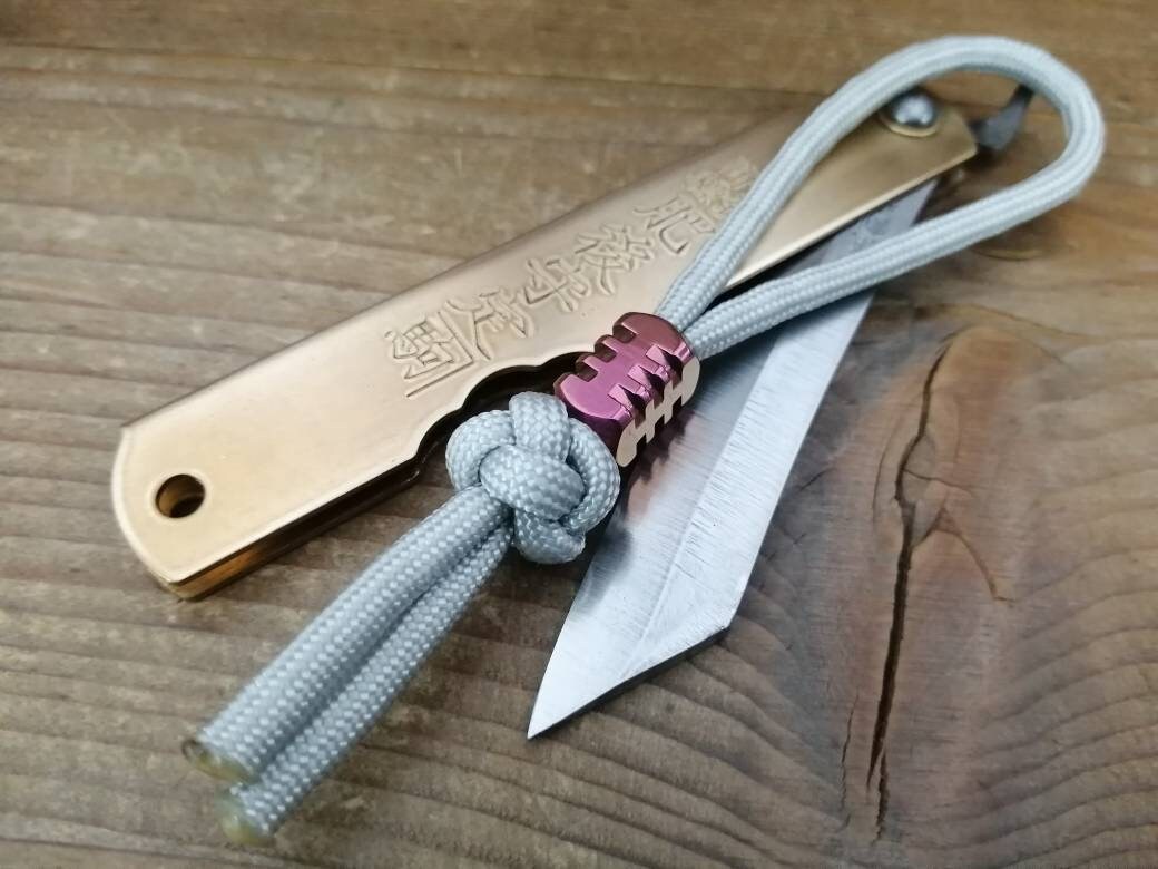 Knife landyard Titanium bead / Quadra Rose