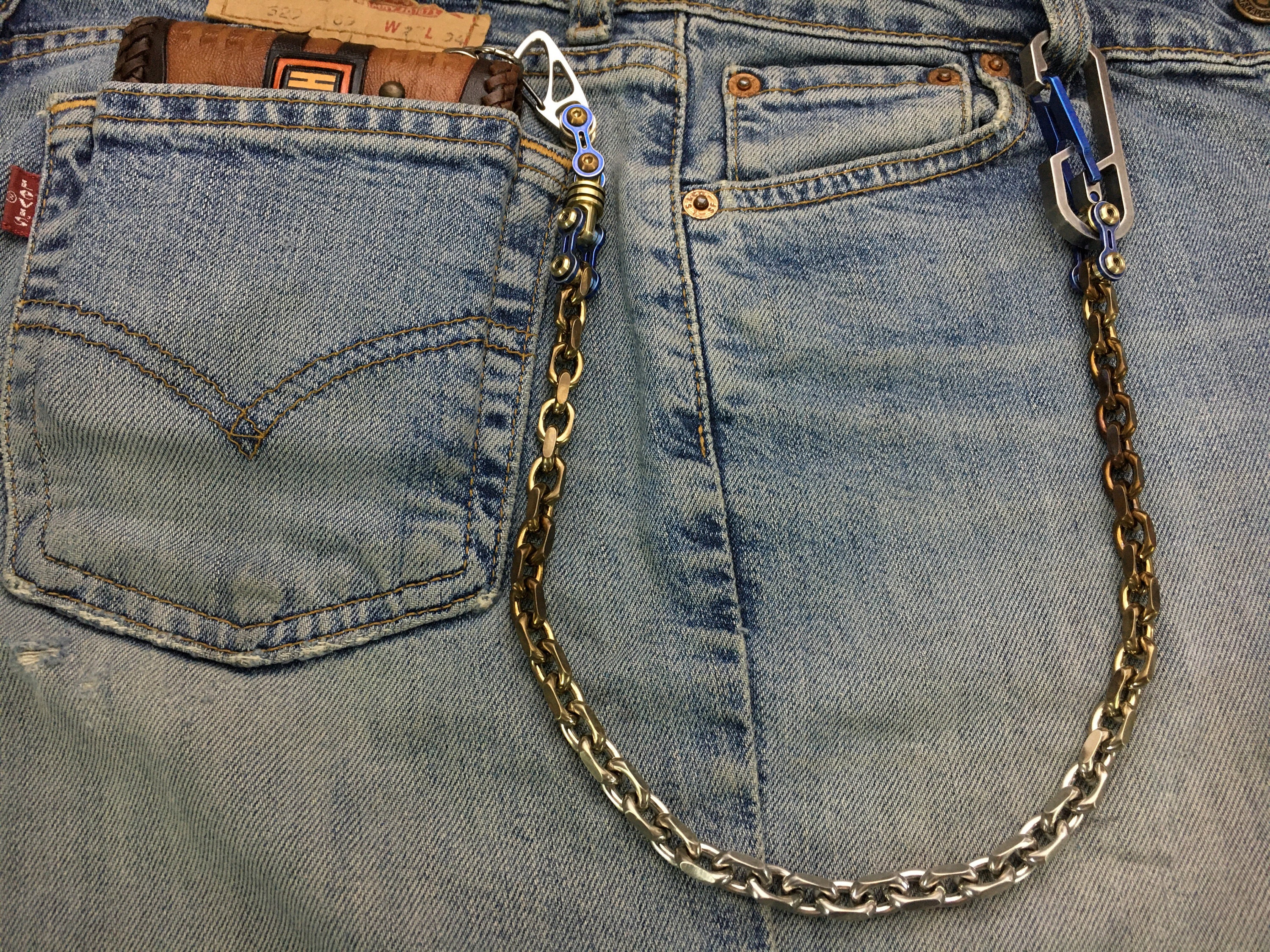Biker Wallet Chain with Bike-Link / Petrol Texture
