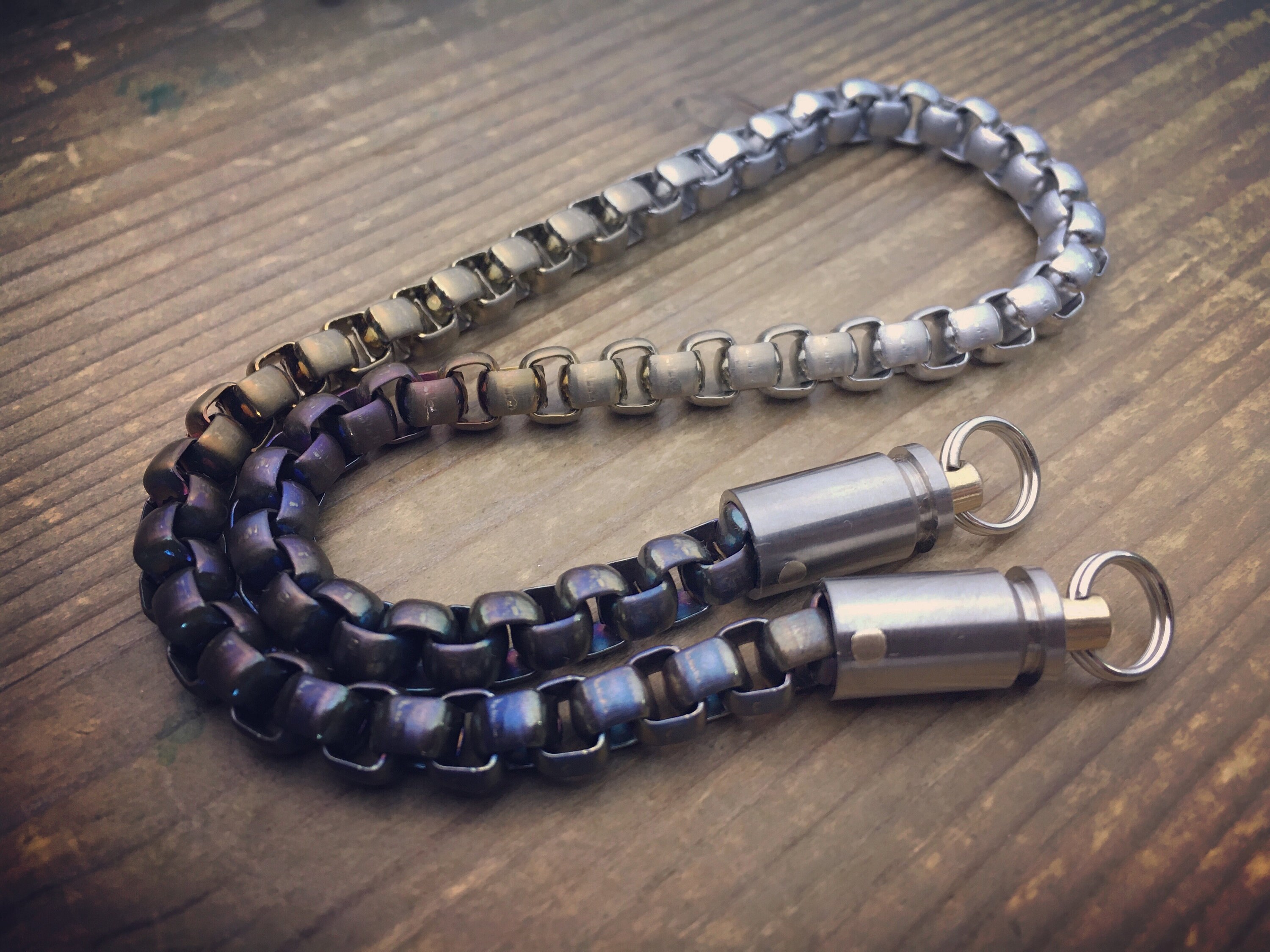 Hardware for walletchain with double Swivels of Cal. 9mm caps / Burnt ...