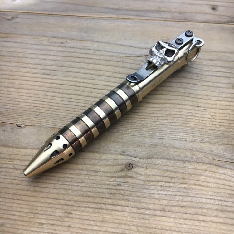 Custom, Skull Cal.50 EDC-Ballpoint Pen by Böker / Bronze-Silver / Connector