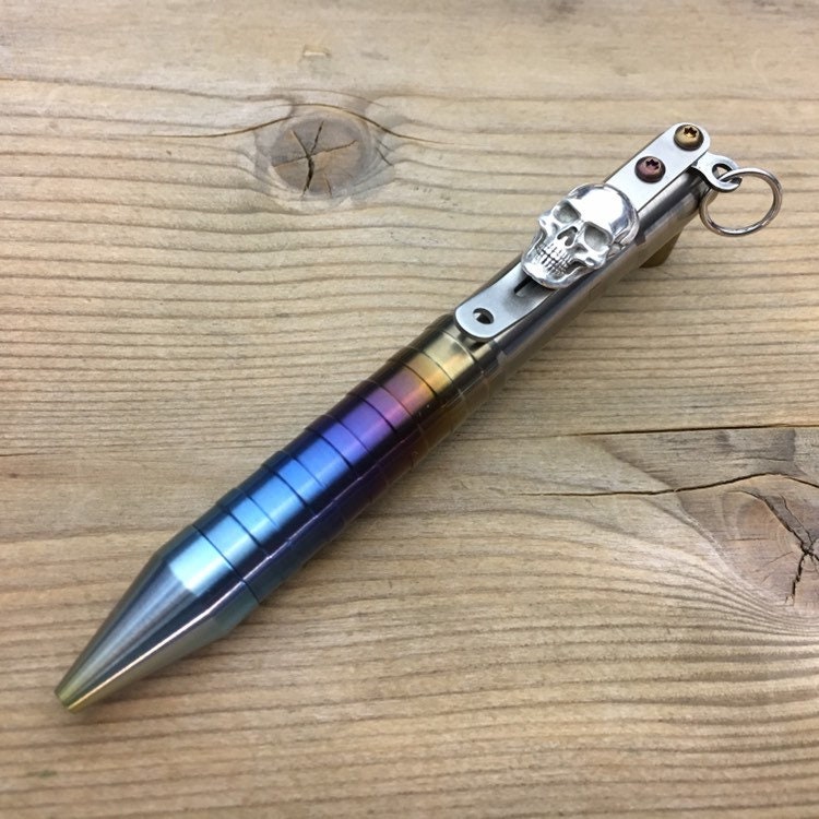 Skull Ballpoint Pen / Titanium Raimbow by Böker Cal50
