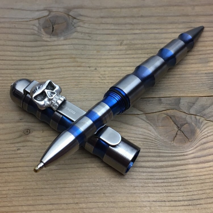 Skull Ballpoint Pen / Aged Blue