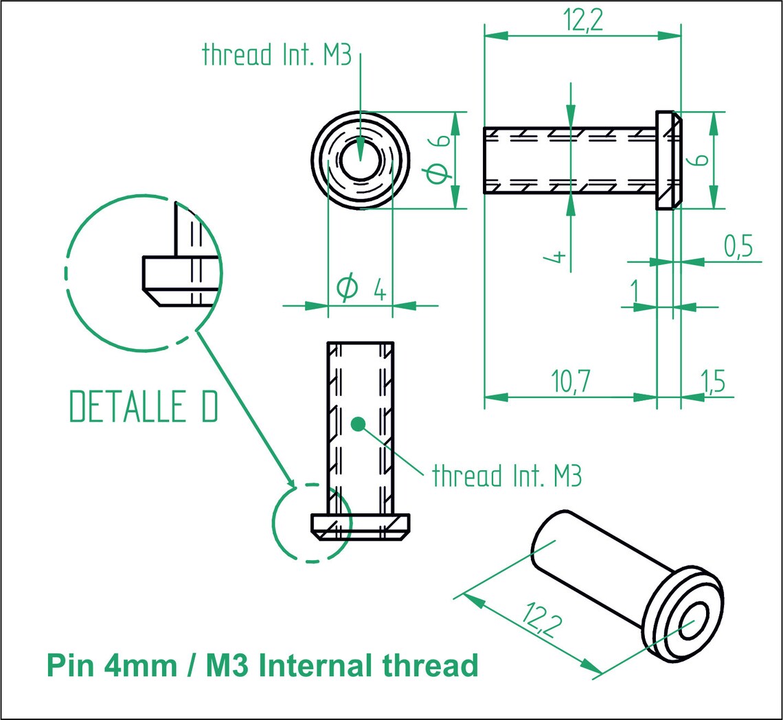 Pin M4 / Internal Thread M3 - Etsy