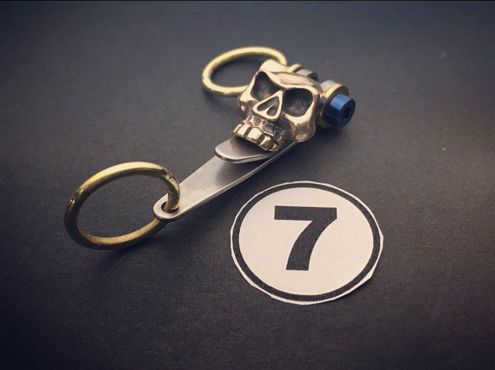 Pocket EDC Keychain Suspension Clip / One-off Custom TOP / Human Skull ...