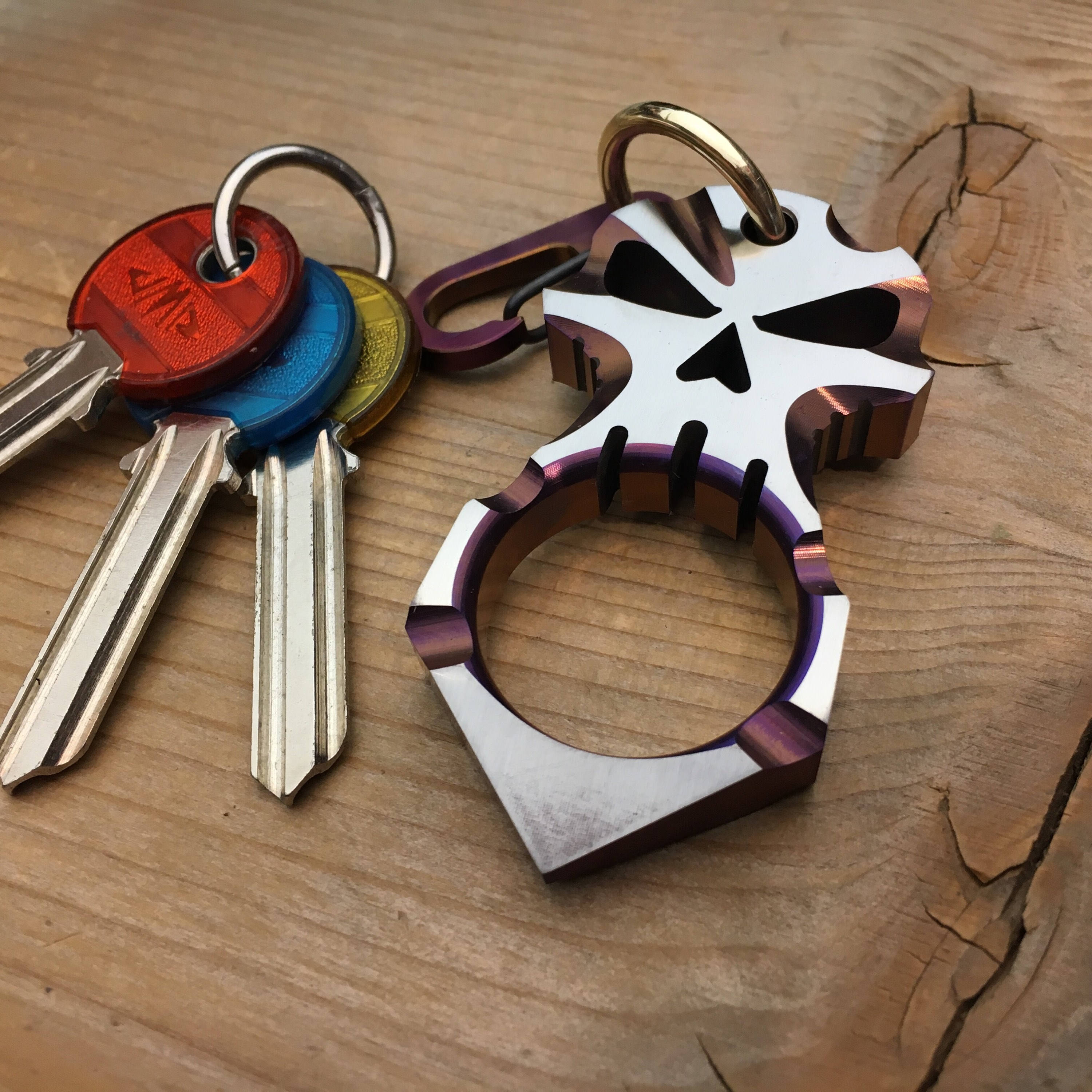 Skeleton Titanium Key Chain / Polished - Ano Purple