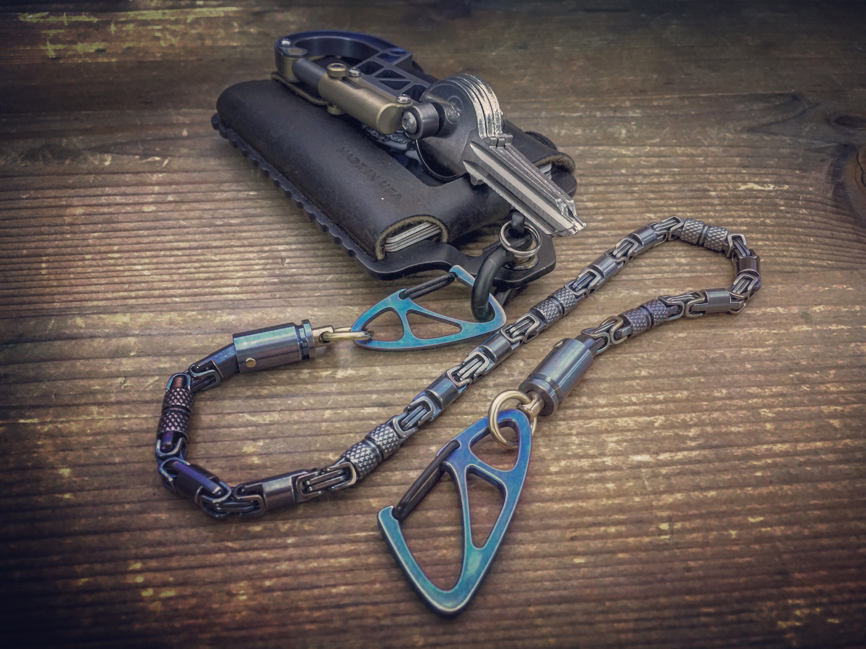 Small Wallet chain / Bi-Swivel / Cal. 9mm / Titanium / Stainless Steels