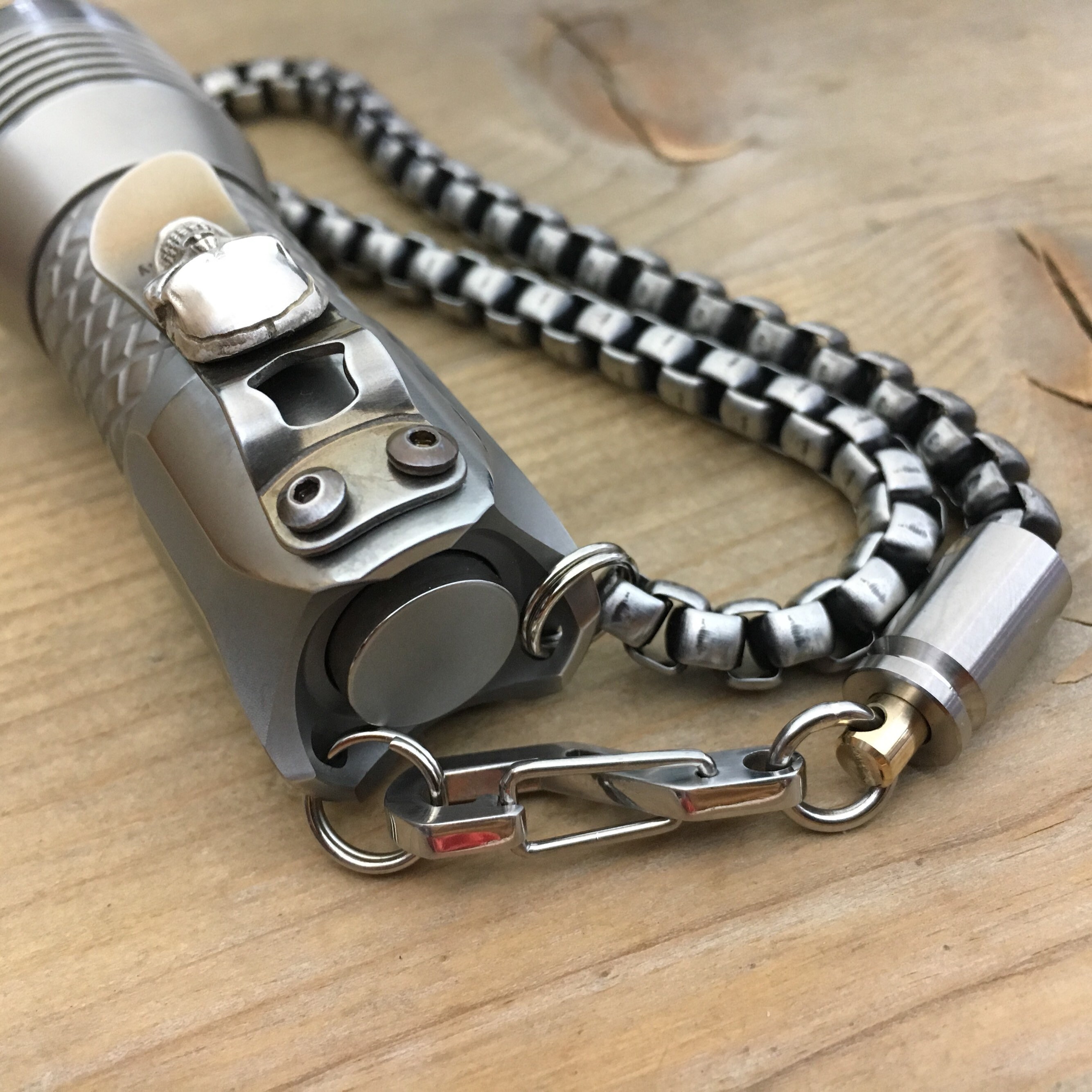 Sterling Silver Skull Clip / EDC Flashlight / Rechargeable Micro USB