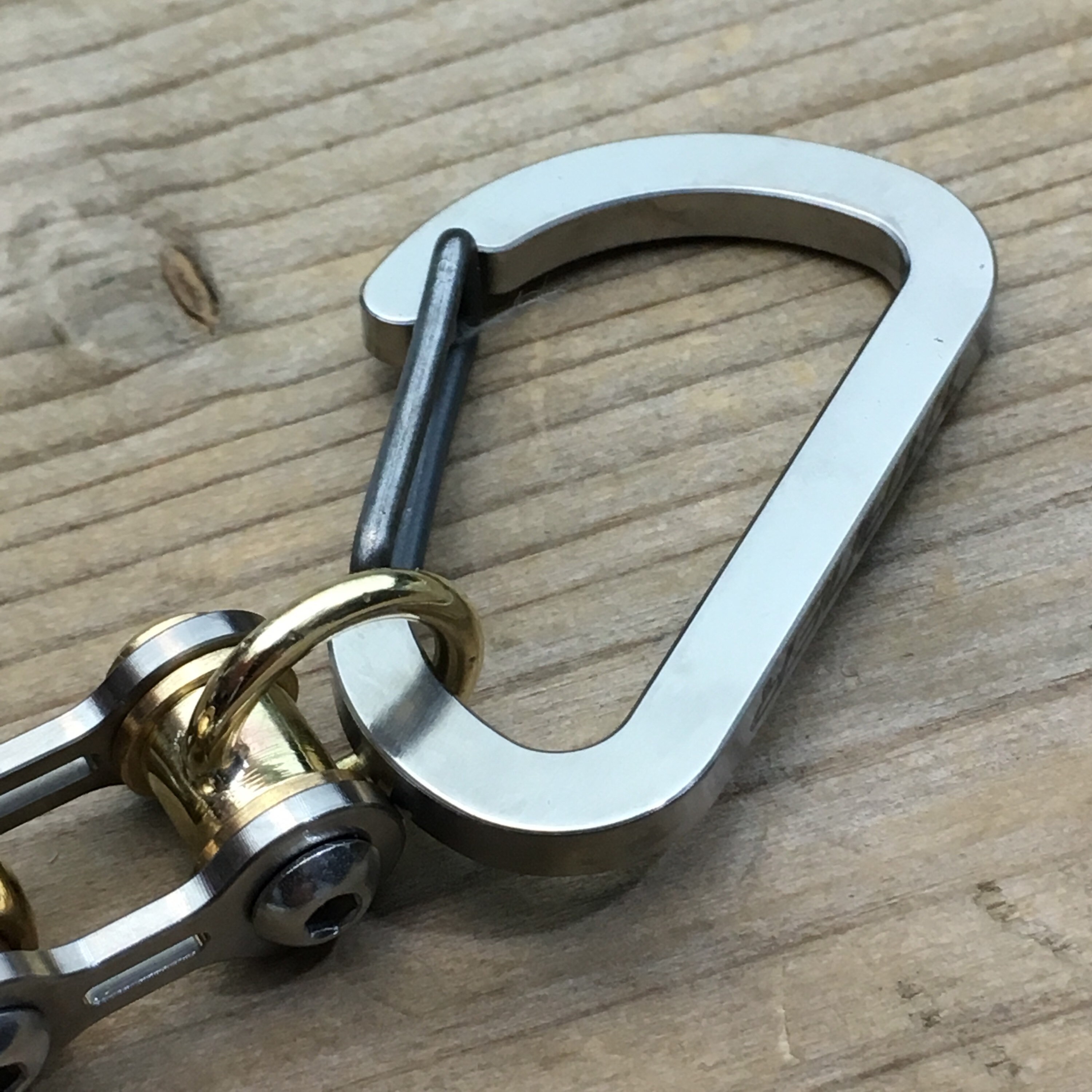 Titanium Carabiner Key Chain Ti-Bike-Link Swivel Omega Shackle