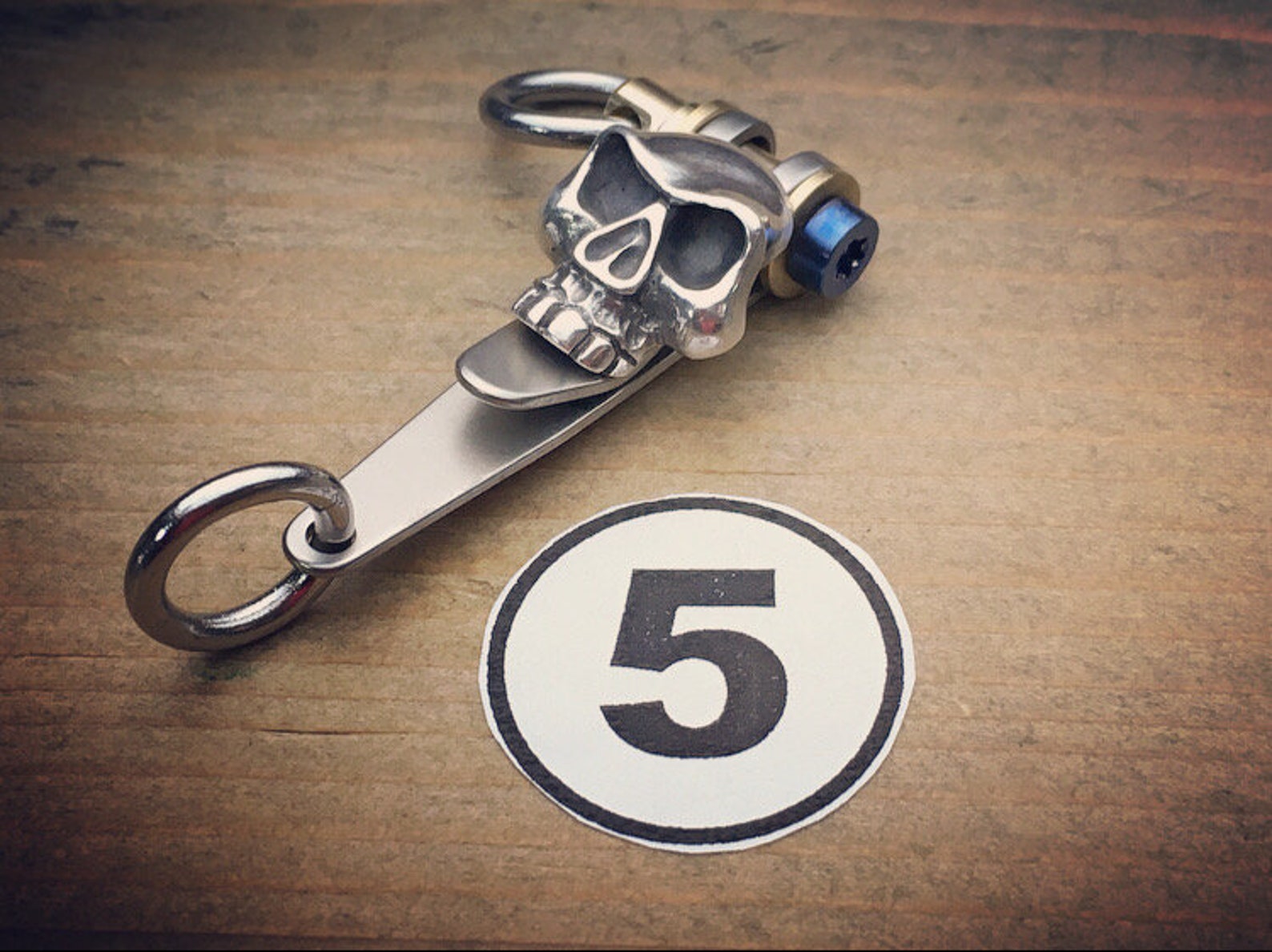 Pocket EDC Keychain Suspension Clip / One-off Custom TOP / Human Skull ...