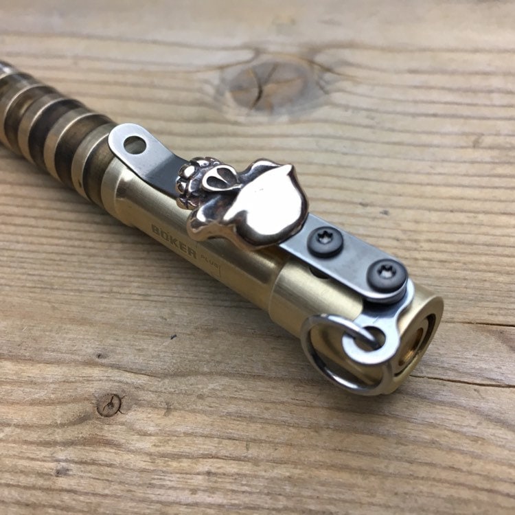 Custom, Skull Cal.50 EDC-Ballpoint Pen by Böker / Bronze-Brass / Connector