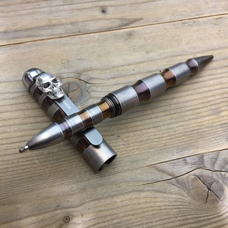 Skull Custom Titanium Ballpoint Pen / Old Oxid