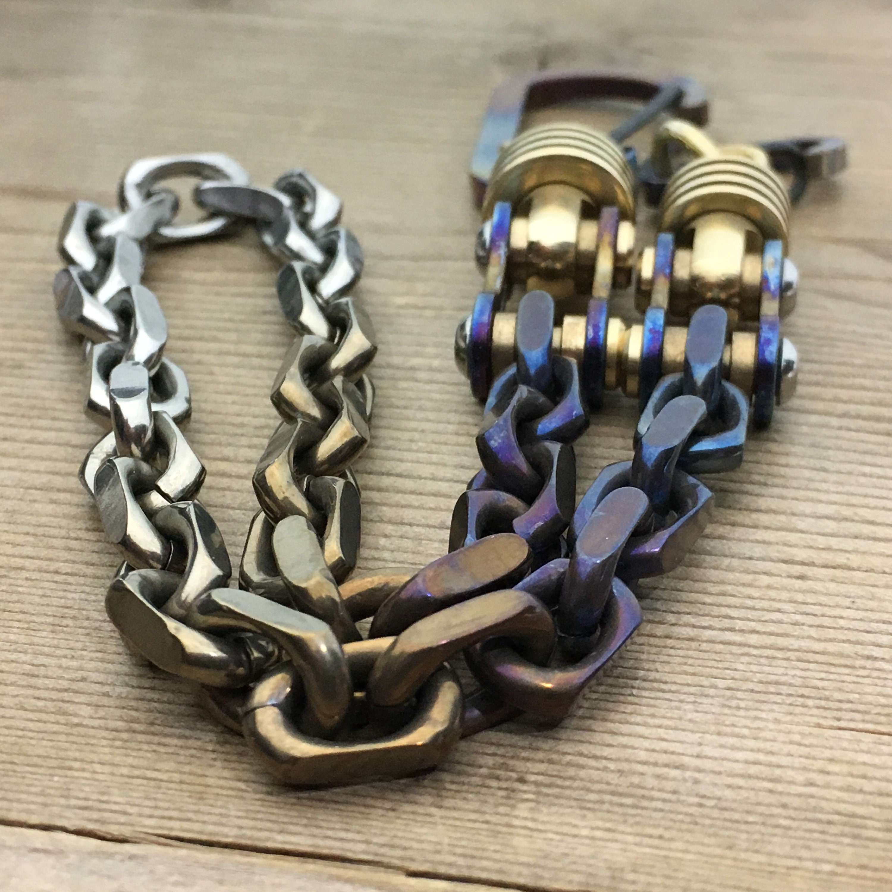 Biker Wallet Chain SWC-02 / Blue Petrol / Bi-Swivel
