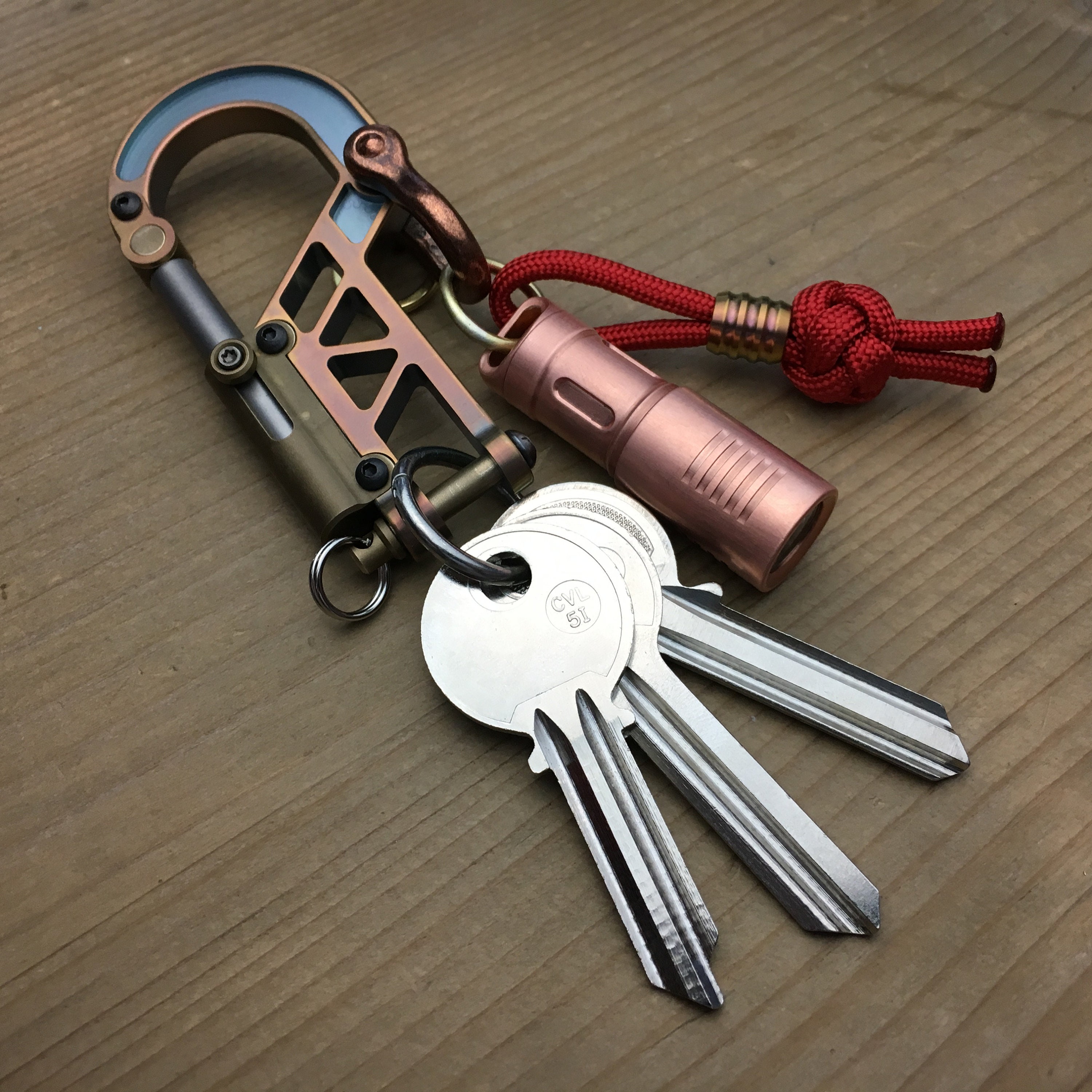 Copper USB Flashlight / Keyring / Aged Texture