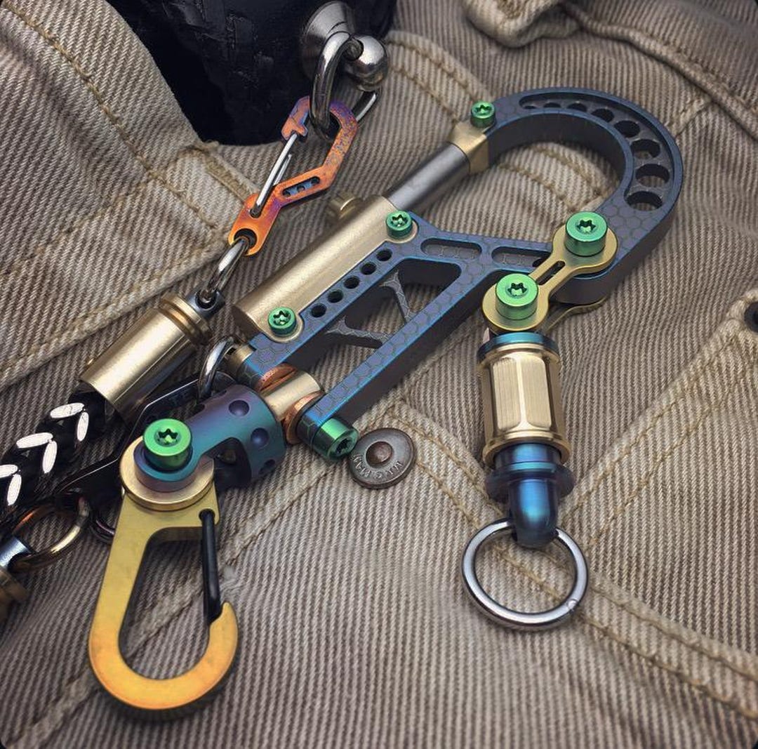 TOP / One-off Titanium Wallet Chain Keychain. With Random Texture - Etsy