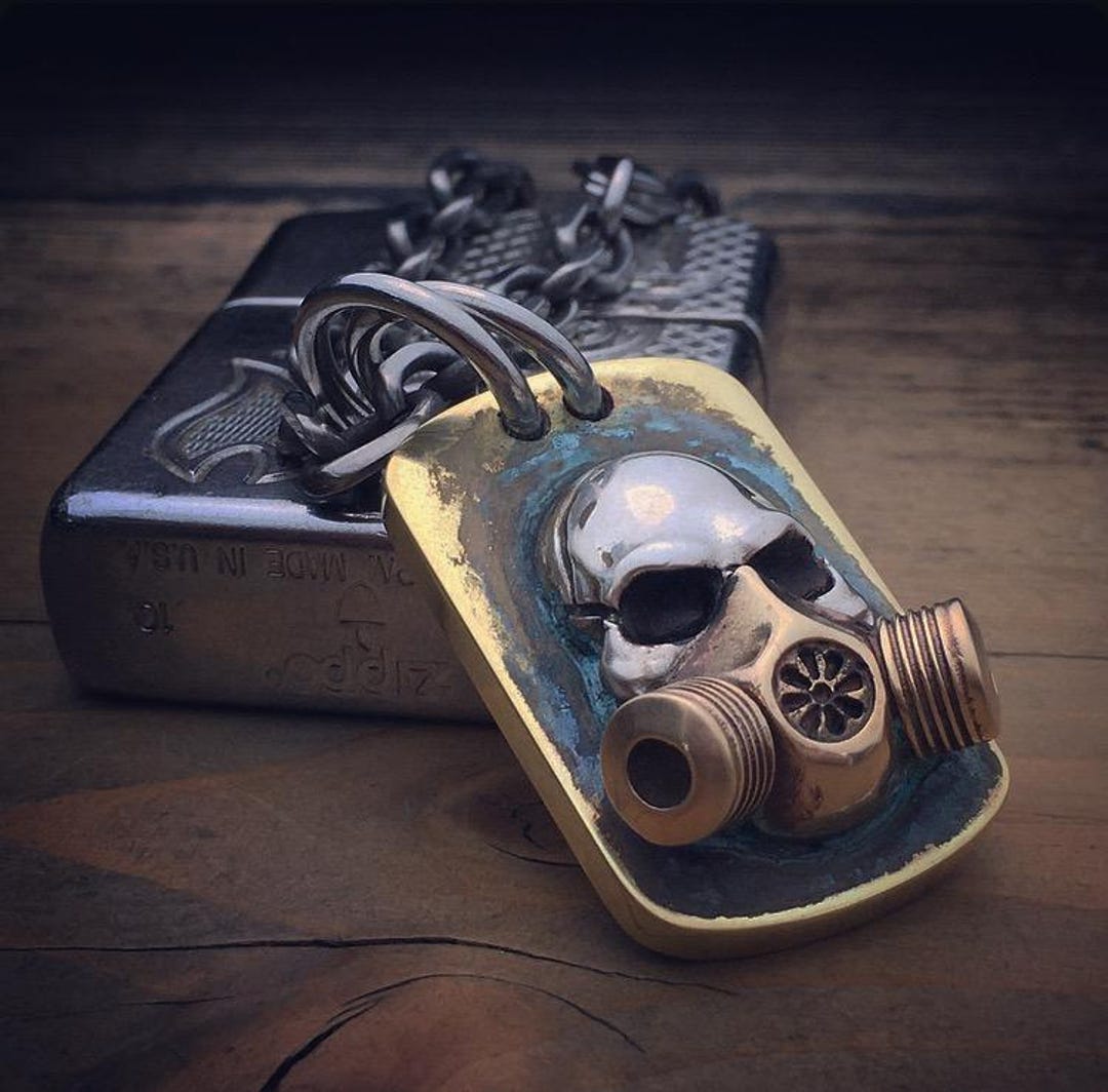 One-off Nameplate Skull Mask Pendant deus Ex Machina Silver Sterling ...