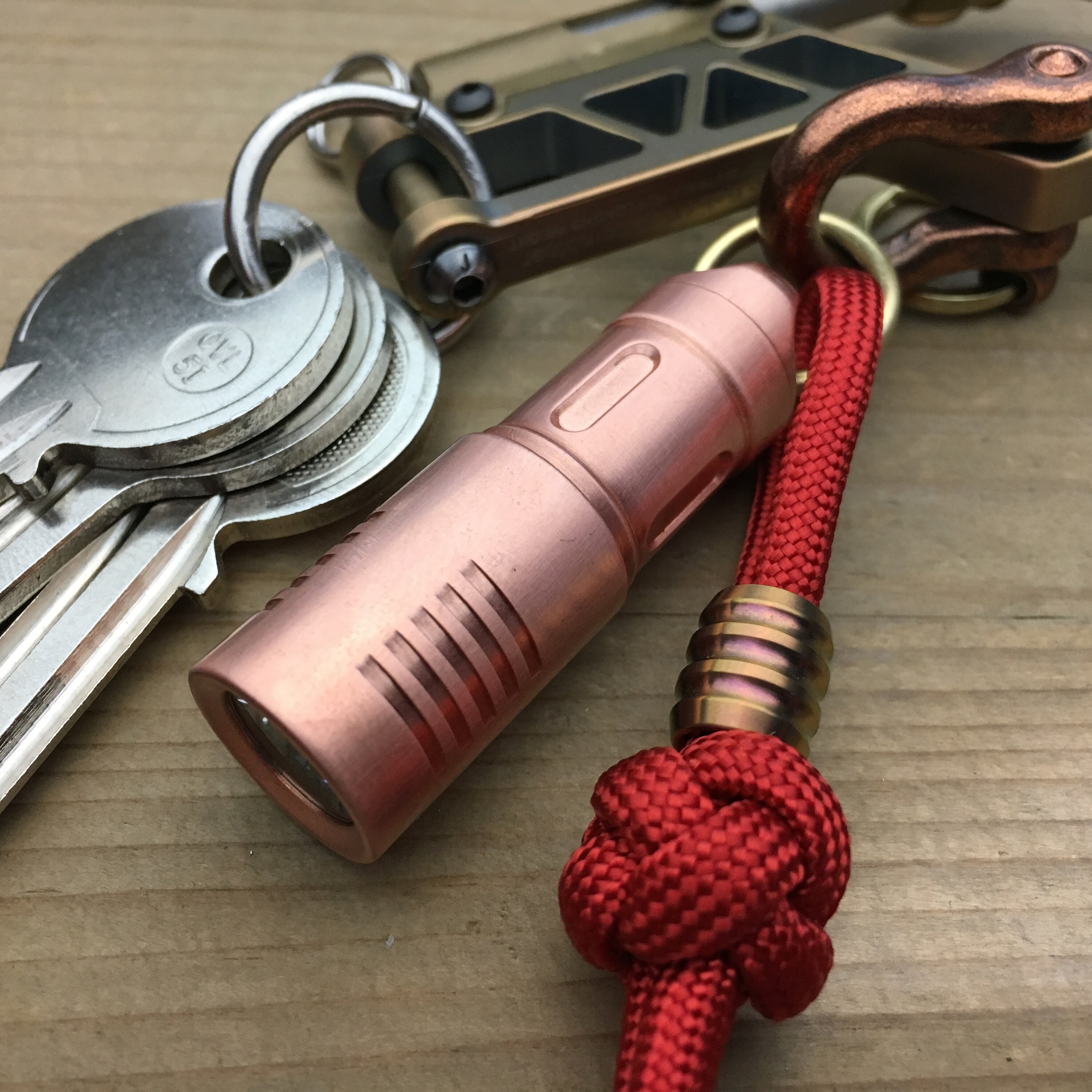 Copper USB Flashlight / Keyring / Aged Texture