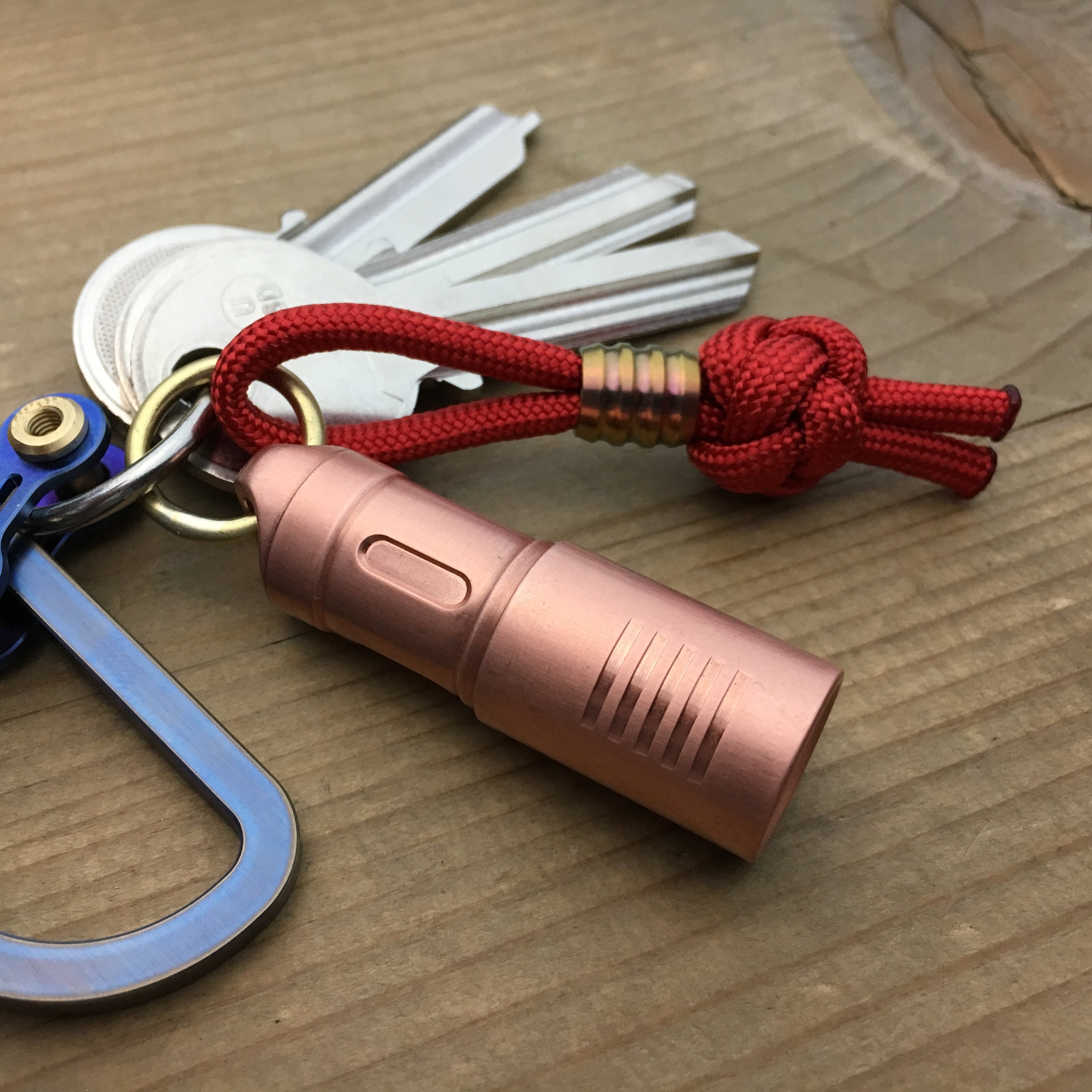 Copper USB Flashlight / Keyring / Aged Texture