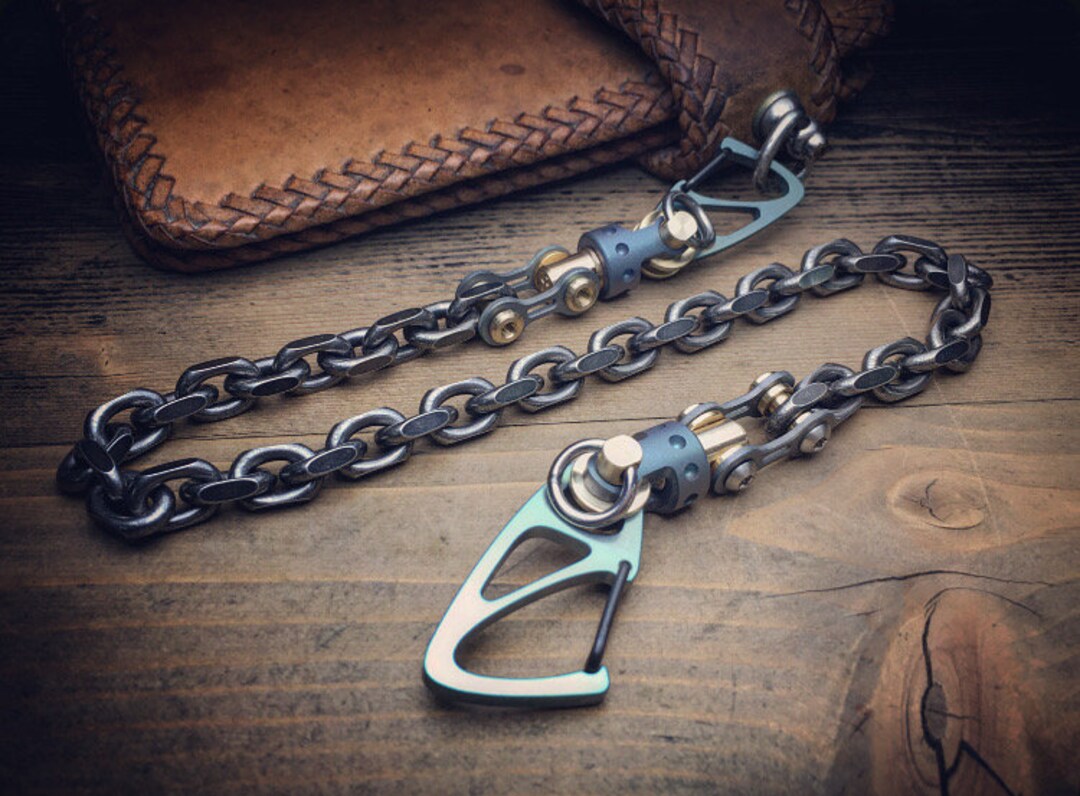 Biker Wallet Chain / Titanium Connectors / the Crane Operator Green - Etsy