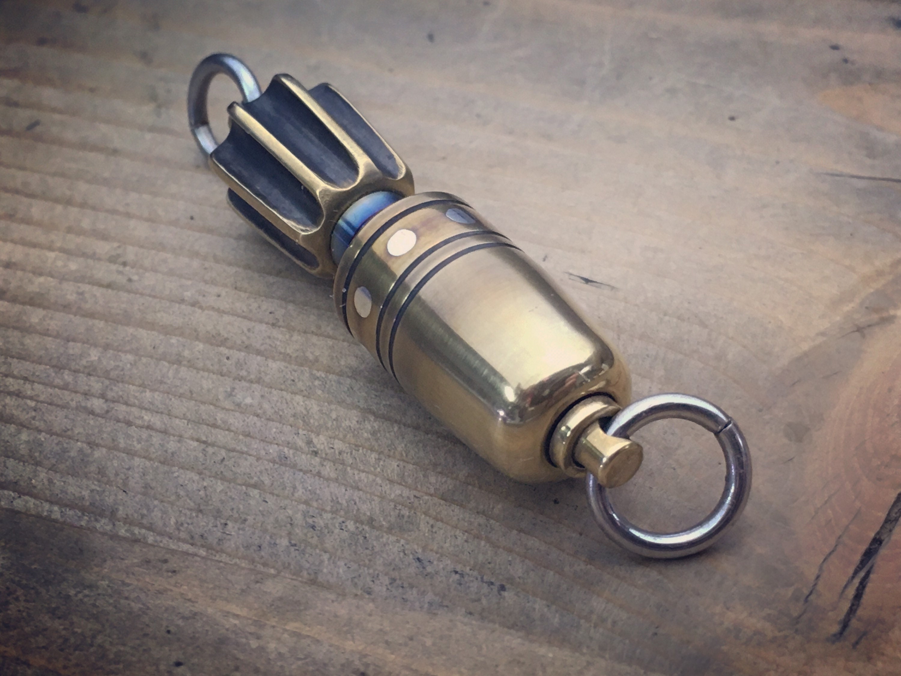 ONE-OFF / The Big Rocket Bomb. Swivel pendant bead / Brass - Titanium ...