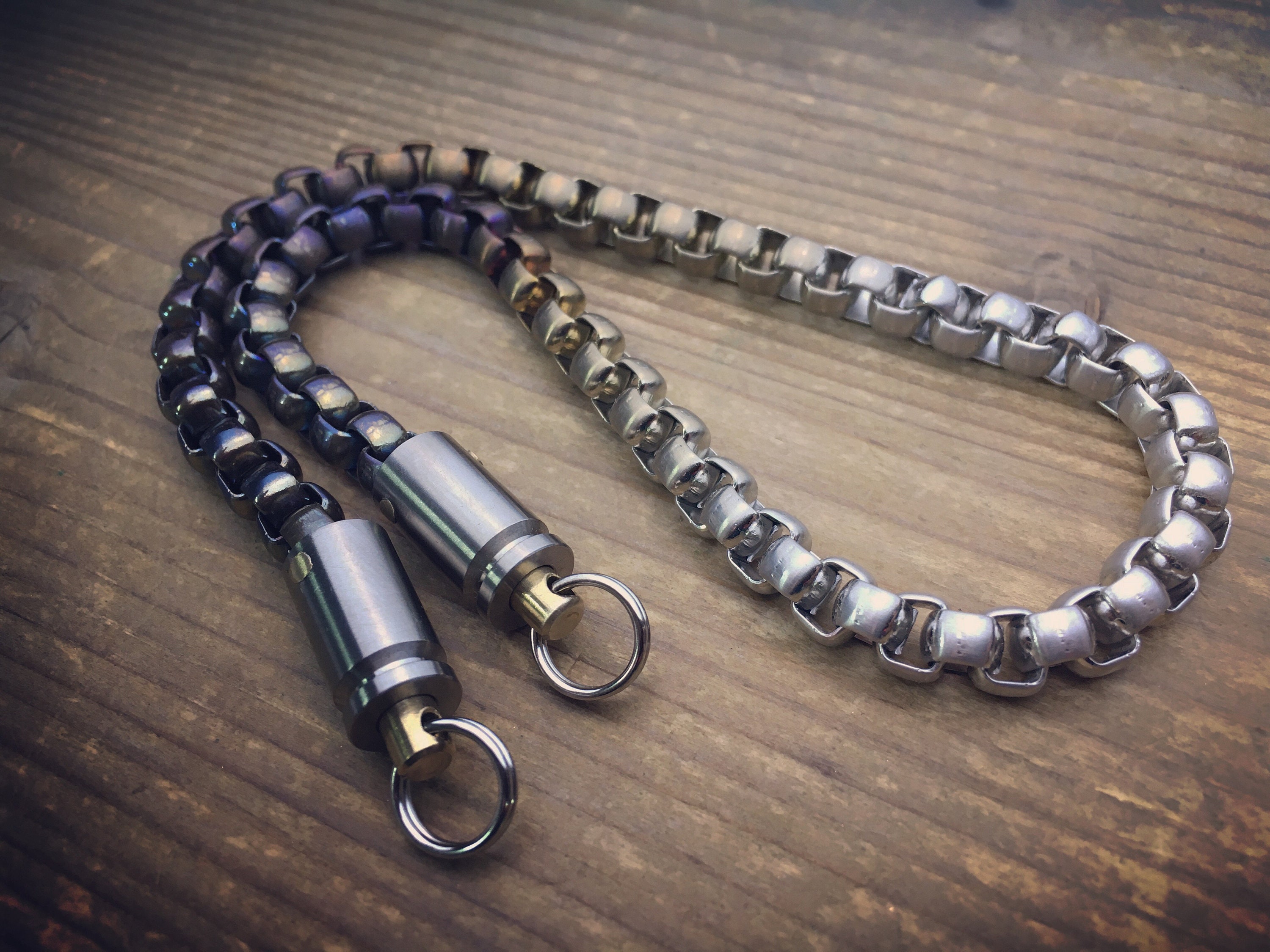 Hardware for walletchain with double Swivels of Cal. 9mm caps / Burnt ...