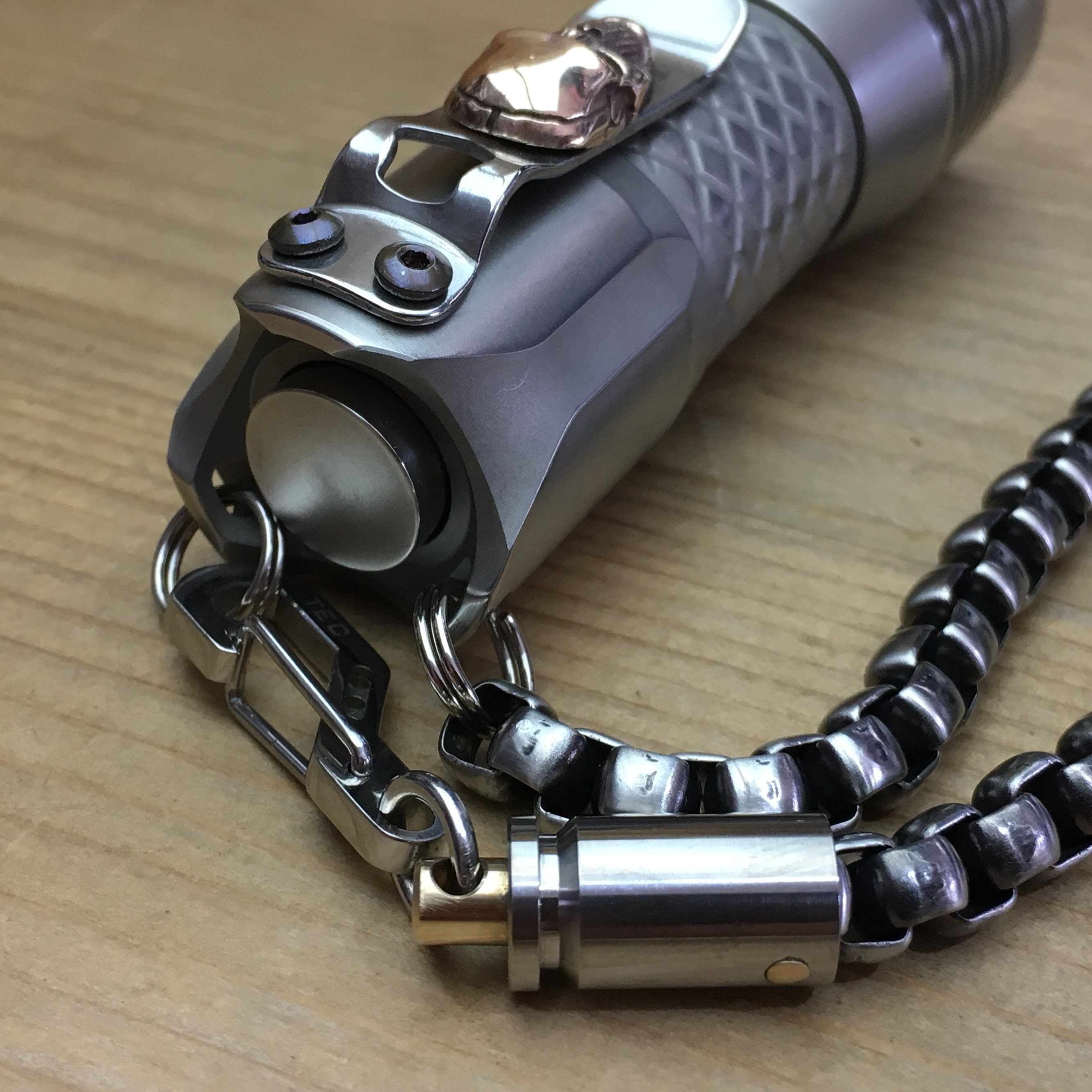 Brass Skull Clip / EDC Flashlight / Rechargeable Micro USB