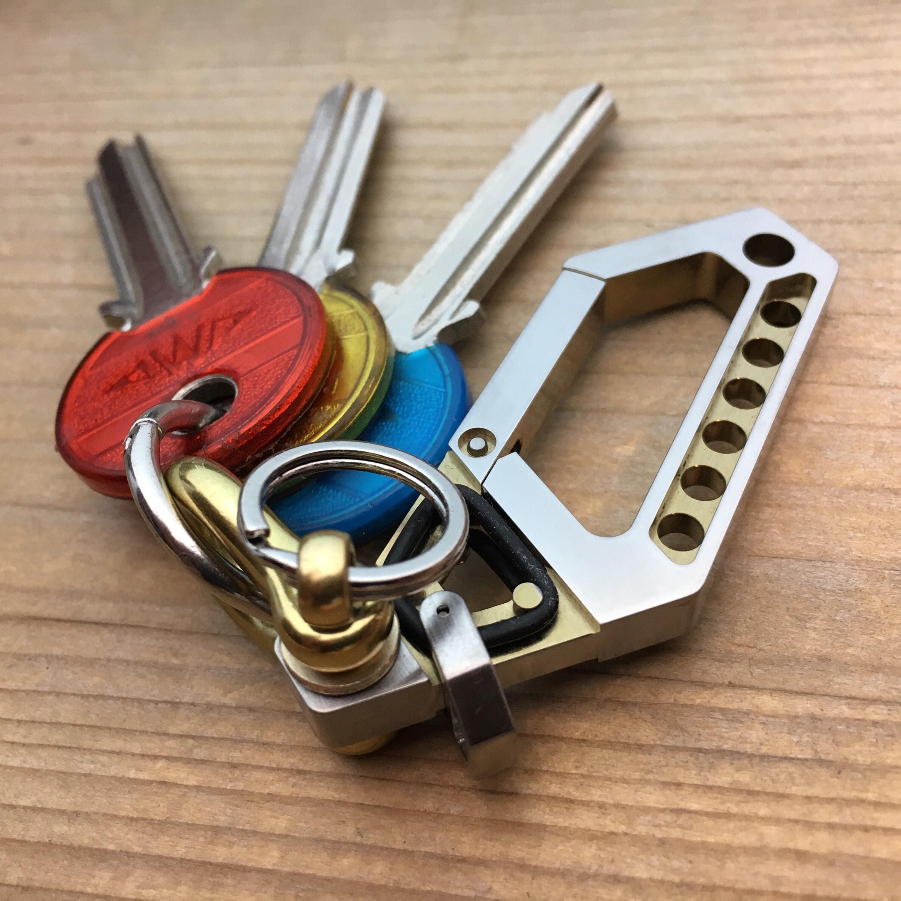 Ti- Drone Carabiner, Brass Shackle Key Chain