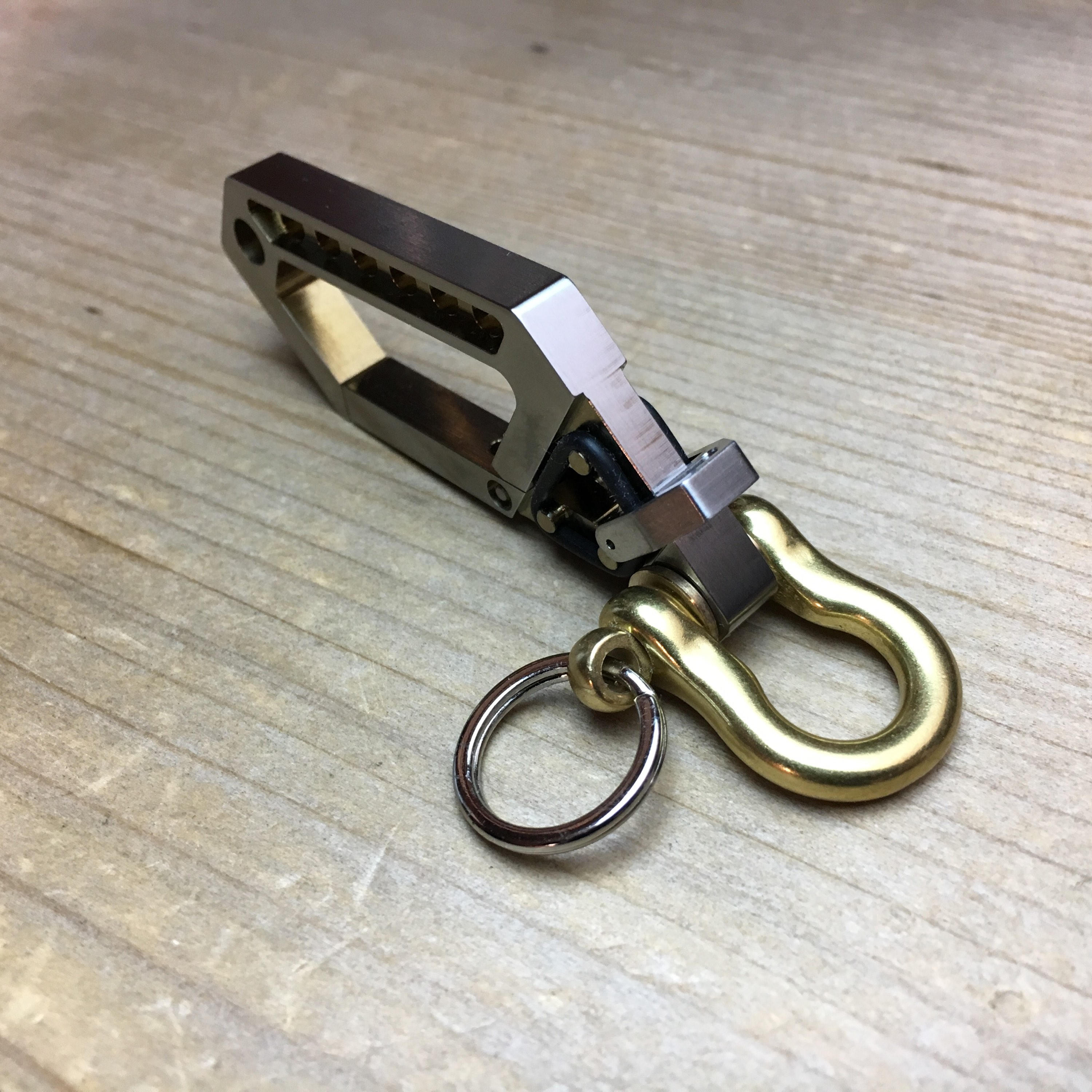 Ti- Drone Carabiner, Brass Shackle Key Chain
