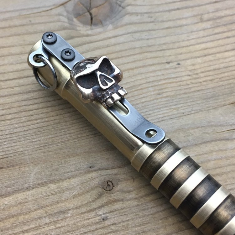 Custom, Skull Cal.50 EDC-Ballpoint Pen by Böker / Bronze-Brass / Connector