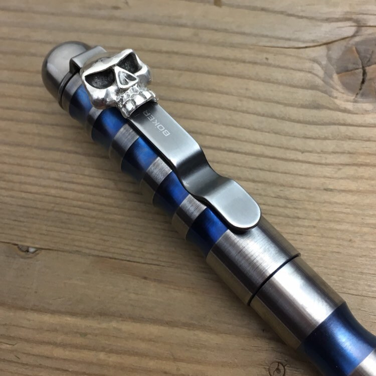 Skull Ballpoint Pen / Aged Blue