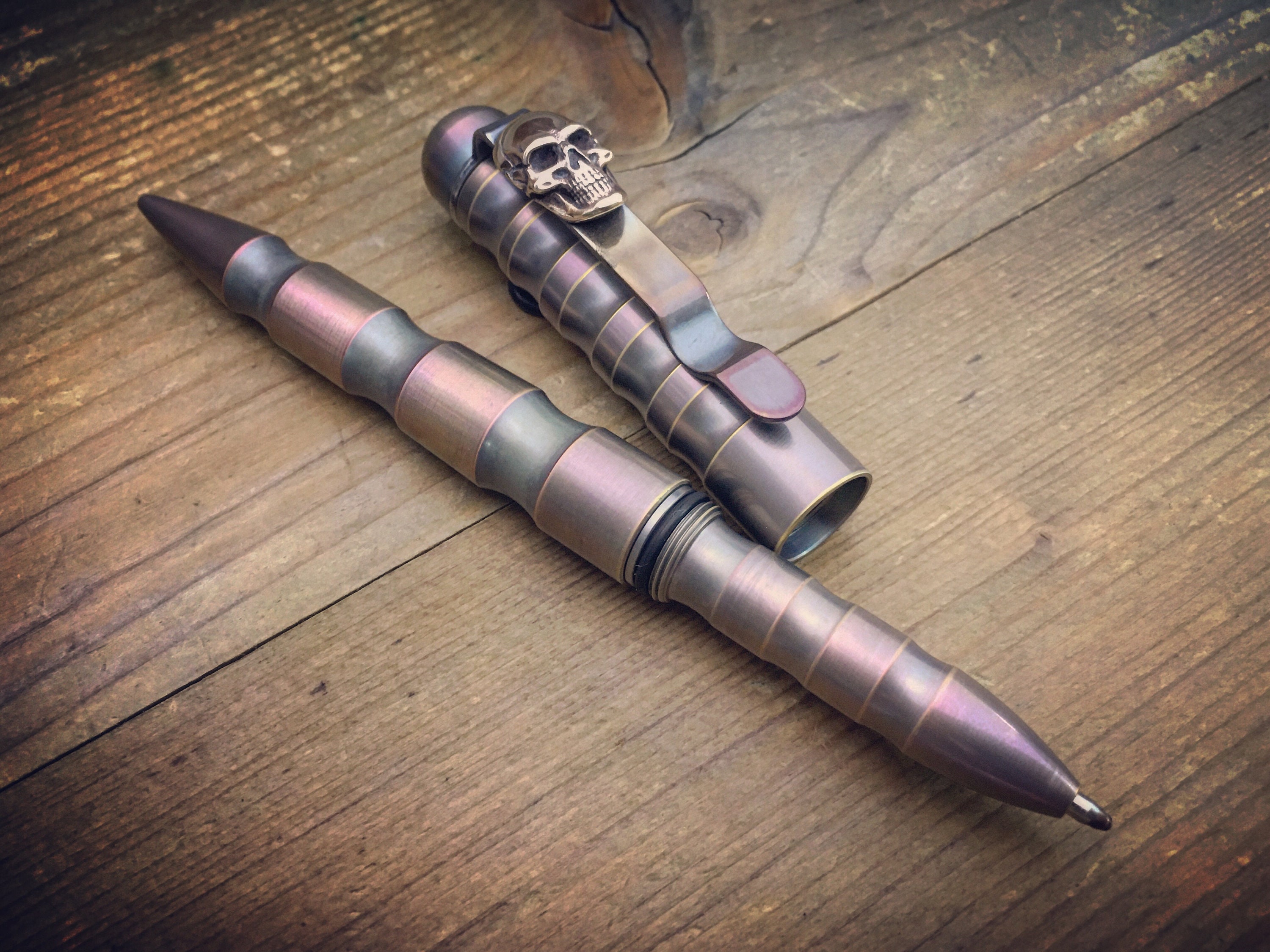 MOD / Skull Titanium Ballpoint Pen Multipurpose/ Aged texture