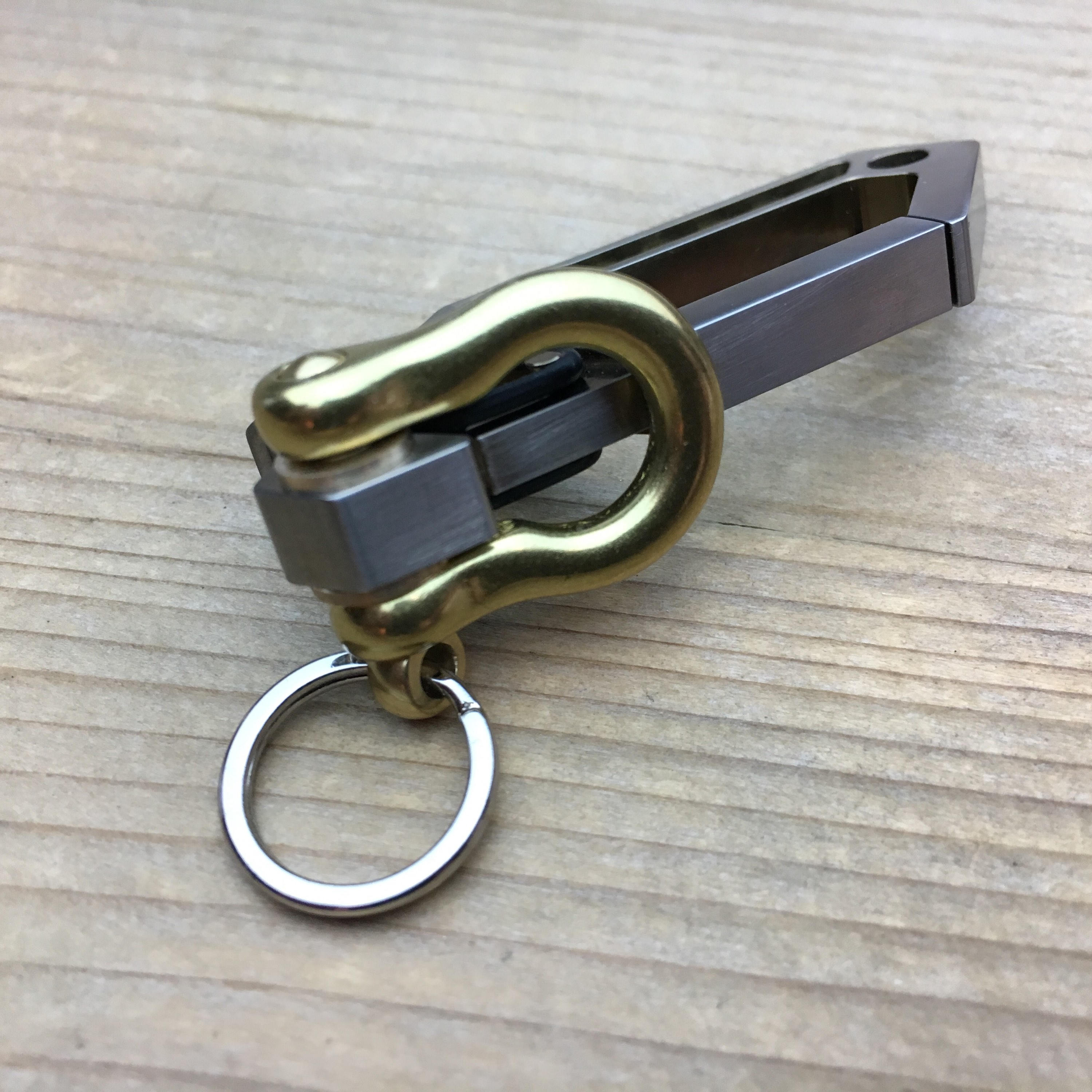 Ti- Drone Carabiner, Brass Shackle Key Chain