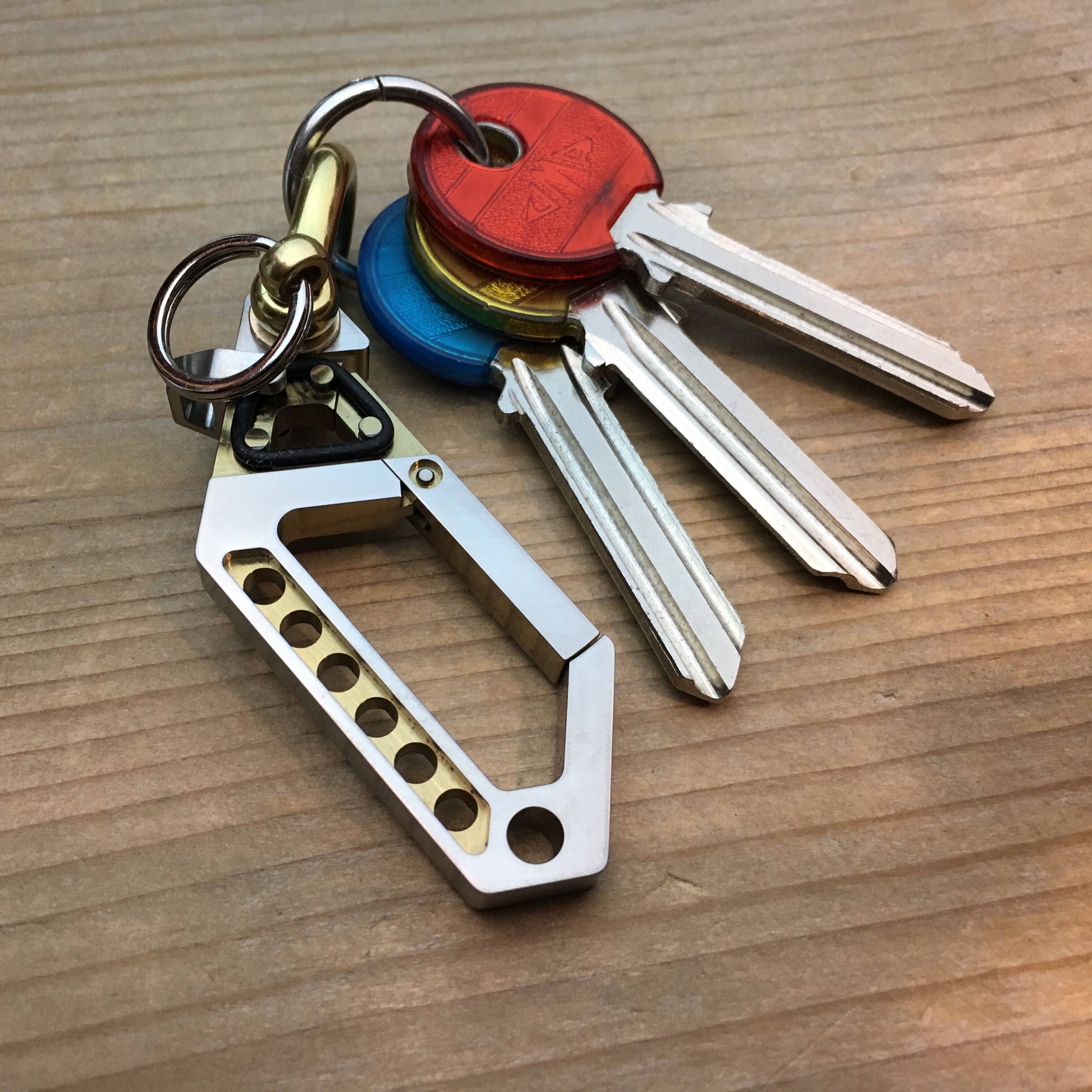 Ti- Drone Carabiner, Brass Shackle Key Chain