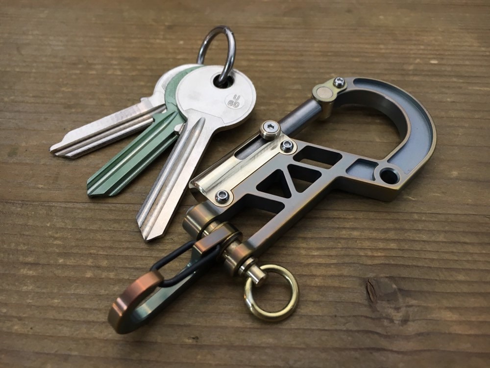 Ti-Bolt Carabiner / Titanium Edc Key Carabiner / Green copper Aged