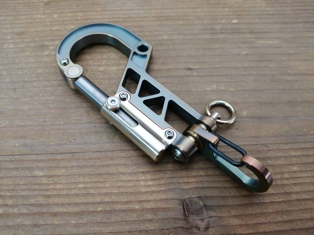 Ti-Bolt Carabiner / Titanium Edc Key Carabiner / Green copper Aged