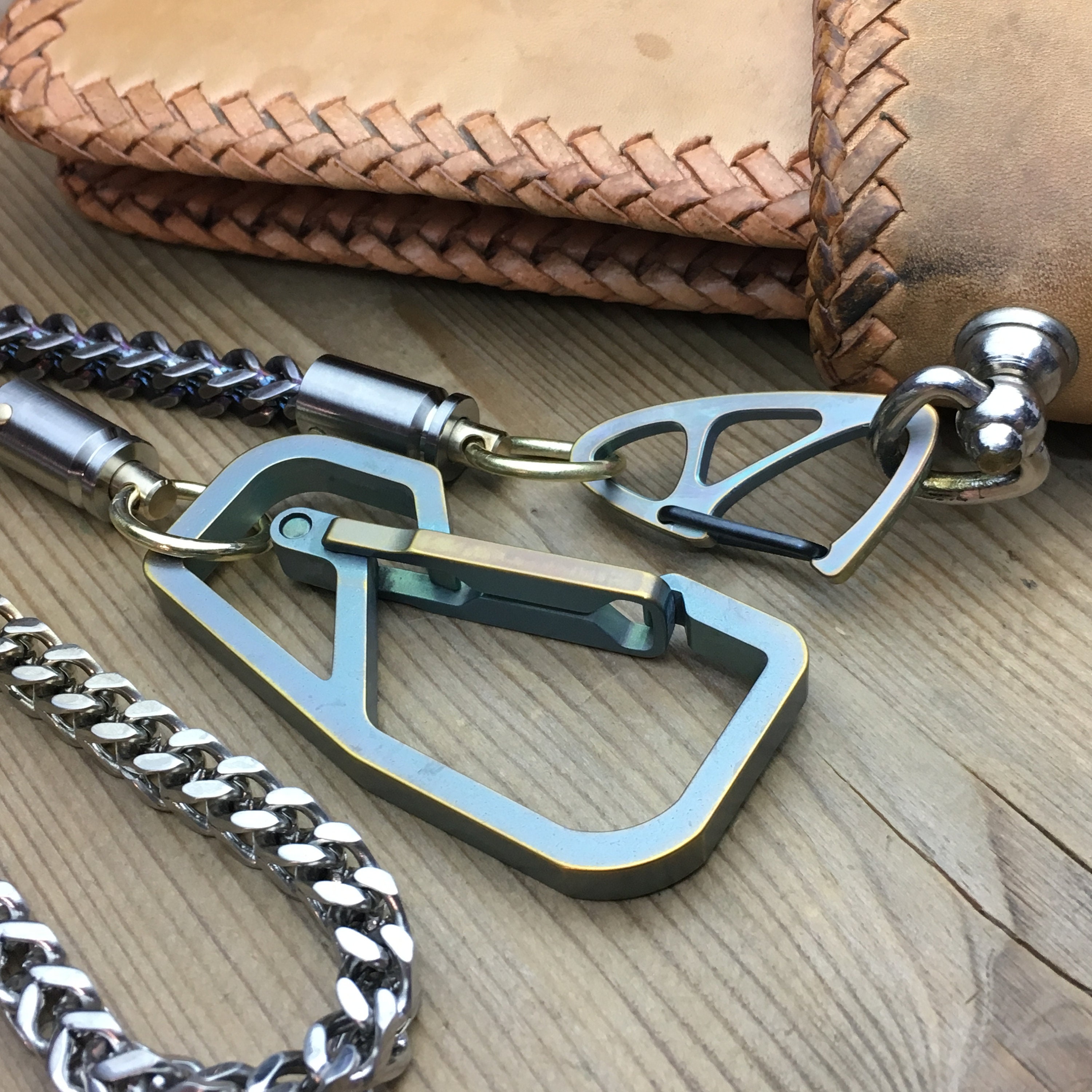 Small Wallet Chain / Bi-Swivel Bullet casings 9mm in titanium