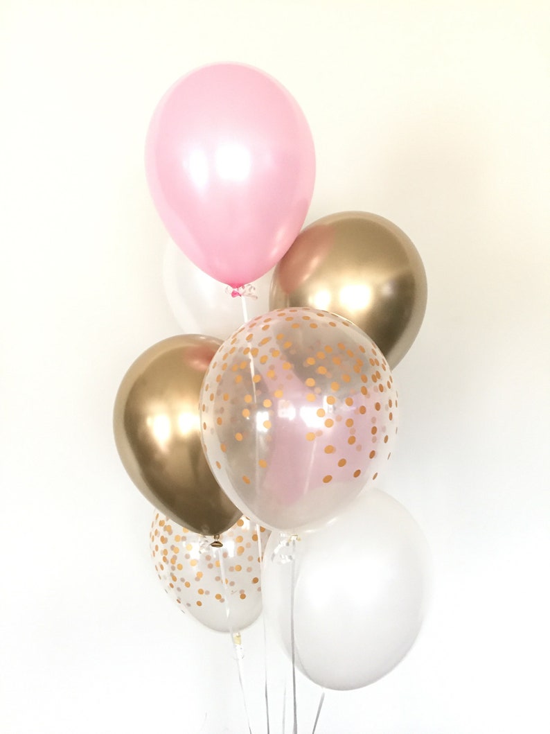 Pink and Gold Balloons Pink and Chrome Gold Balloons Pink - Etsy